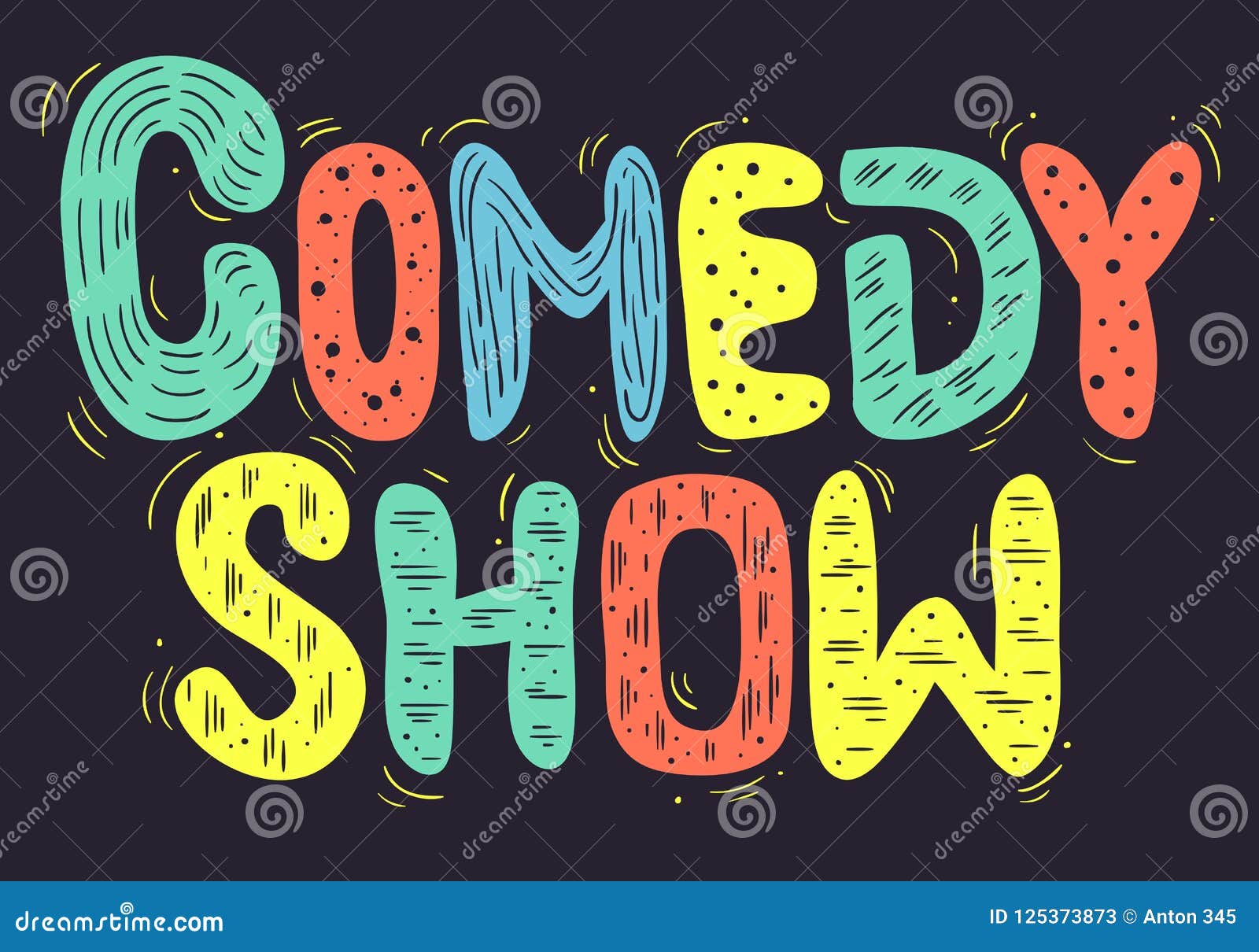 Comedy Show Hand Drawn Lettering Type Design Vector Image Stock Vector ...