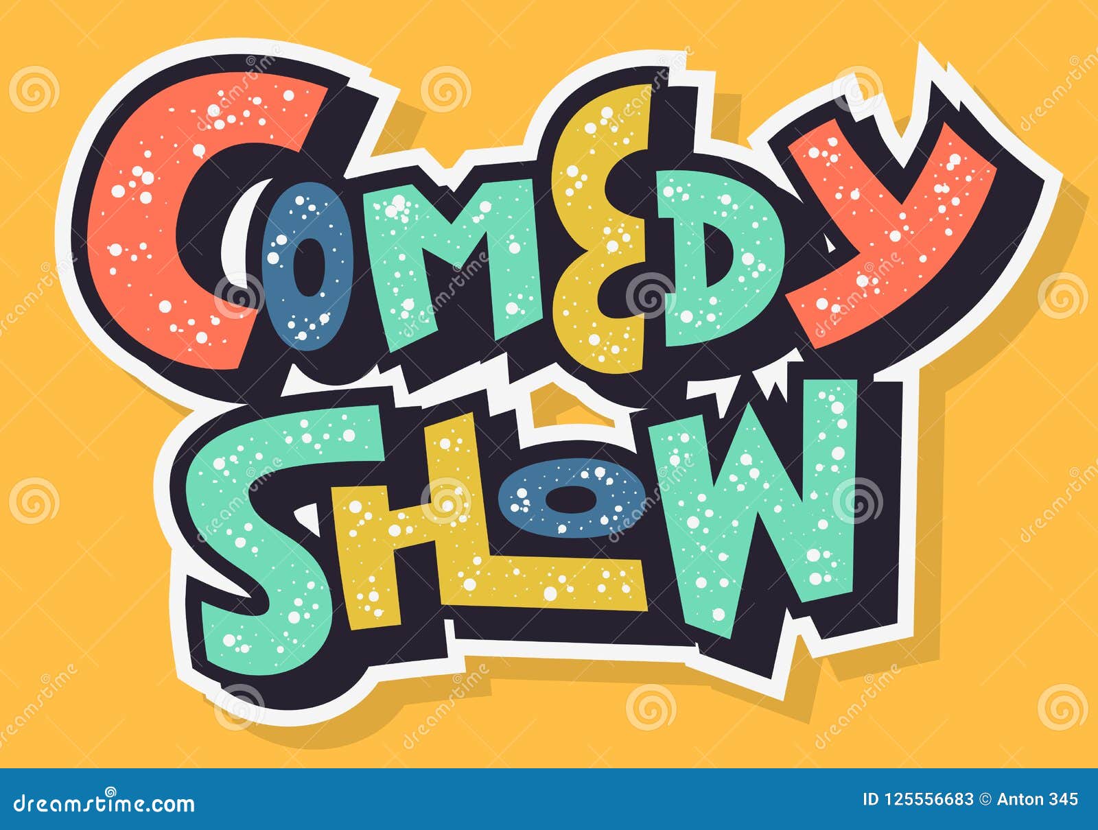 Comedy Show Hand Drawn Lettering Type Design Vector Image. Stock Vector ...