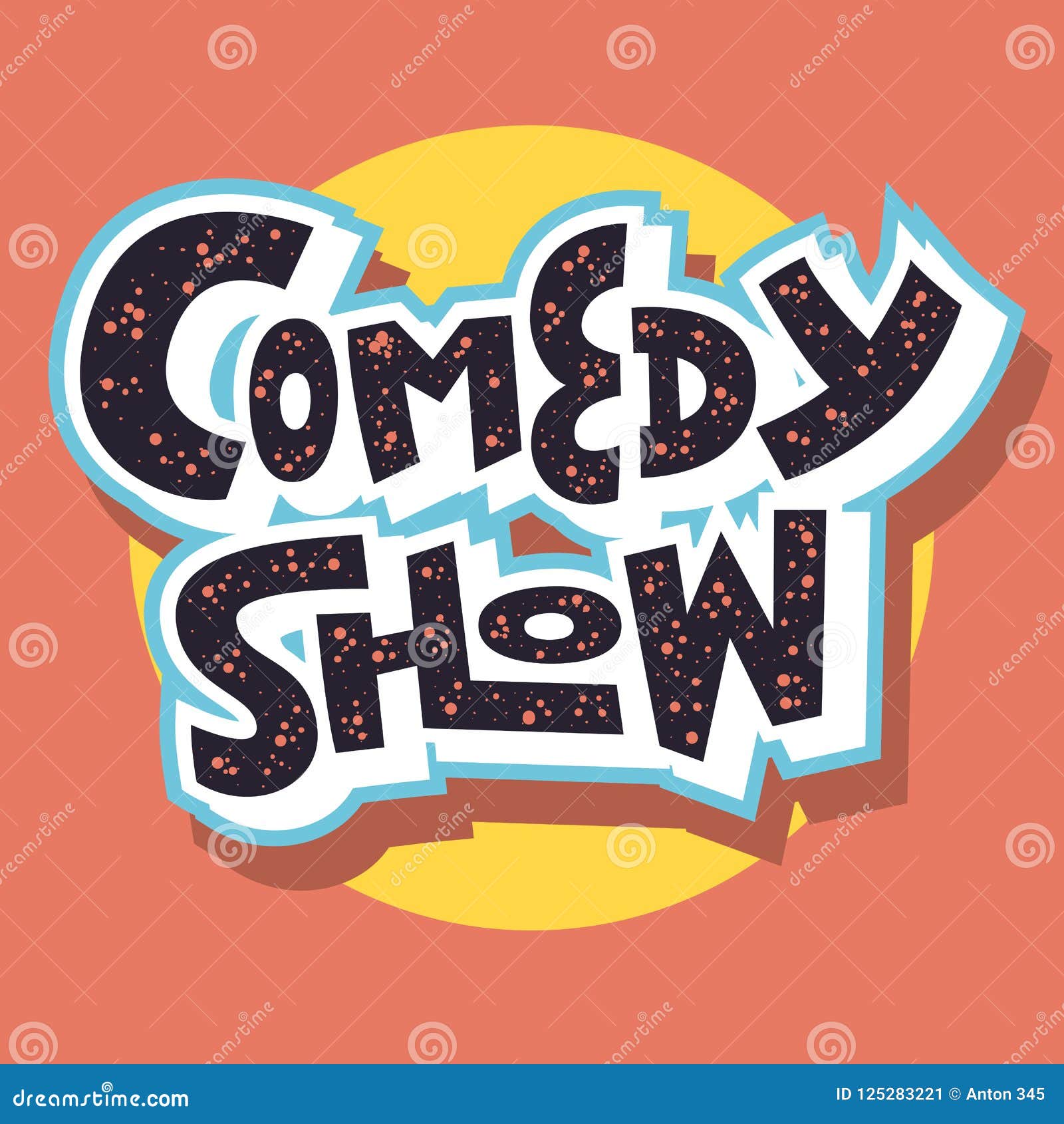 Comedy Show Hand Drawn Lettering Type Design Vector Image. Stock Vector ...