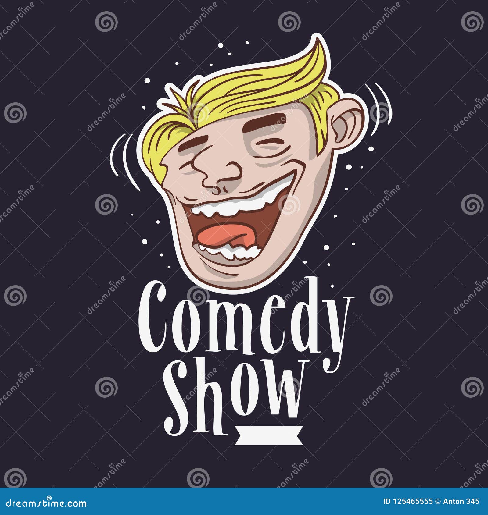 Comedy Show Logo with a Smiling Laughing Face Vector Image. Stock ...