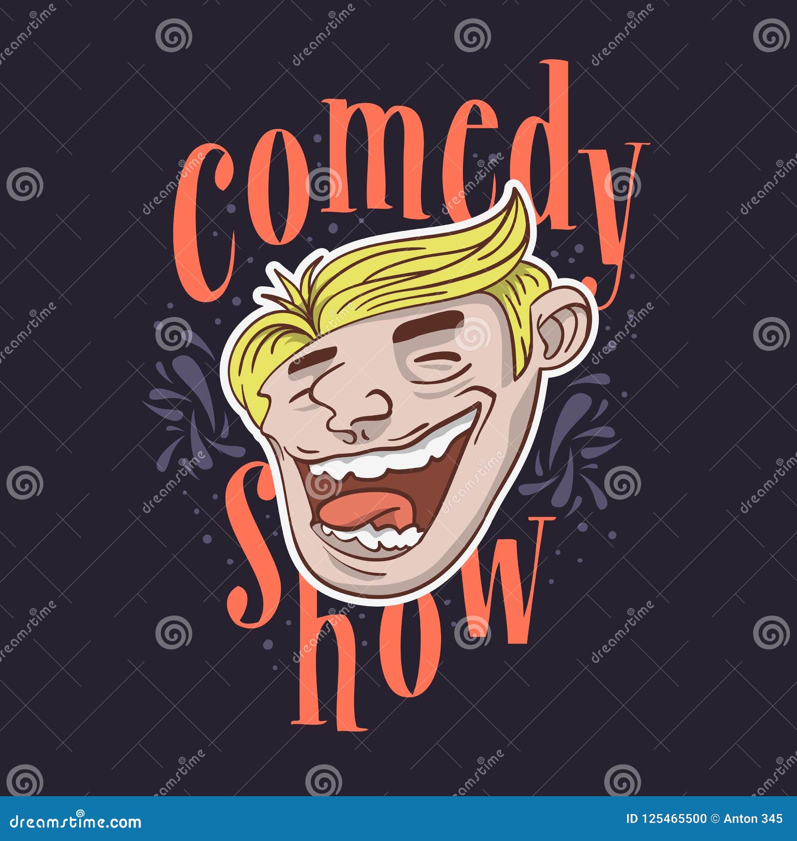 Comedy Show Logo with a Smiling Laughing Face Vector Image. Stock ...