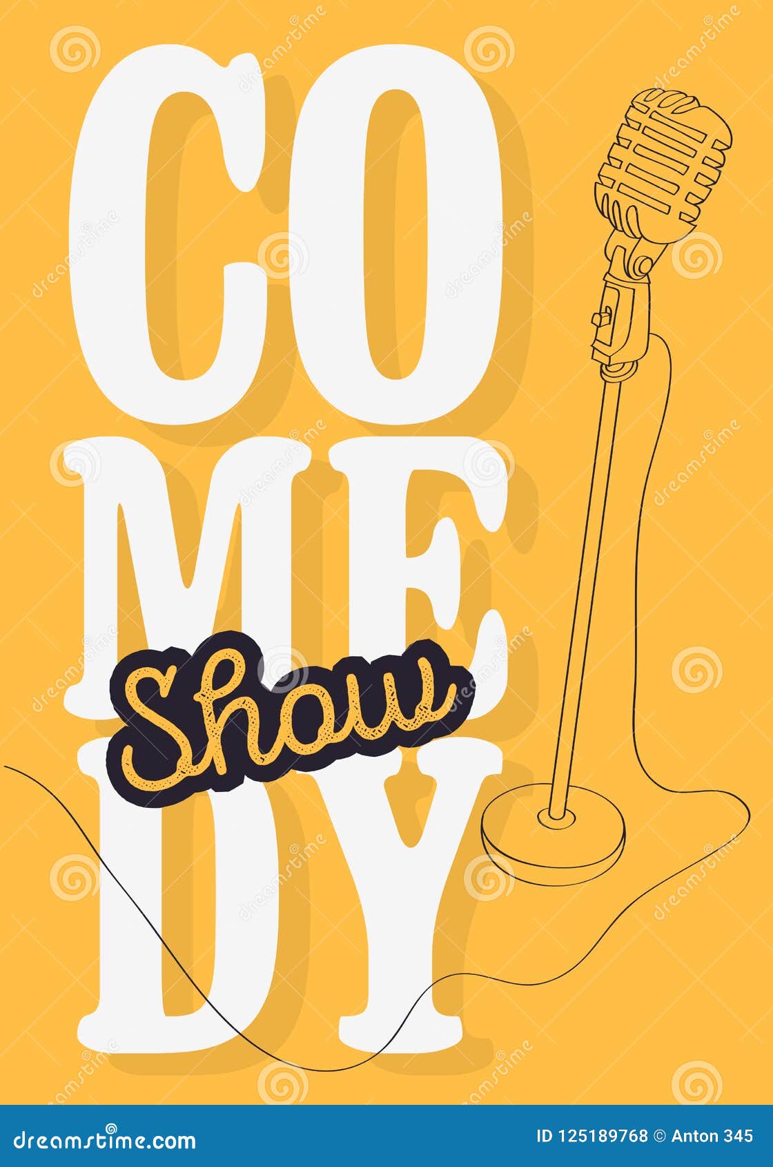 Comedy Show Poster with Microphone Vector Image Stock Vector ...