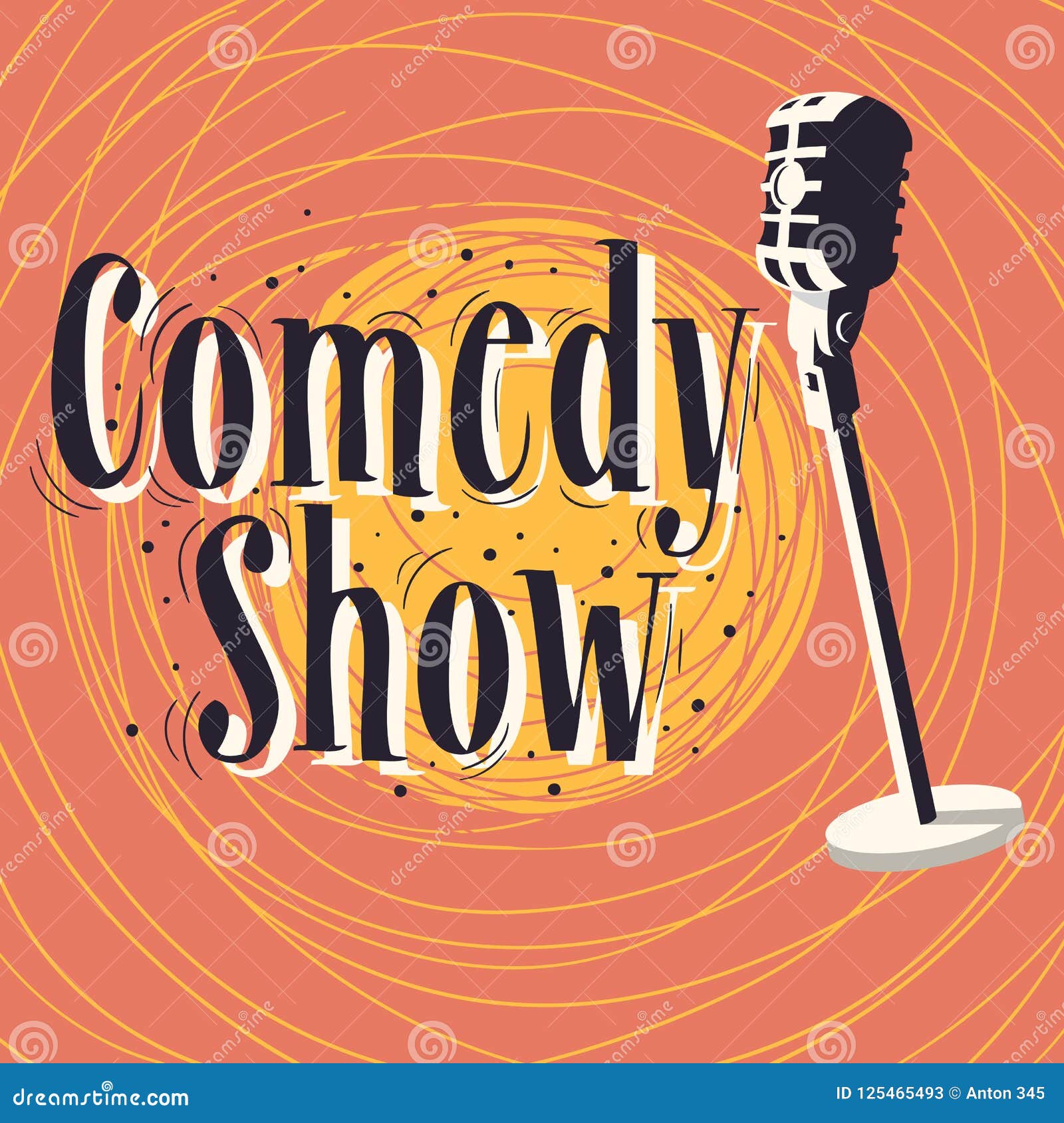 Comedy Show Poster with Microphone Vector Image. Stock Vector ...