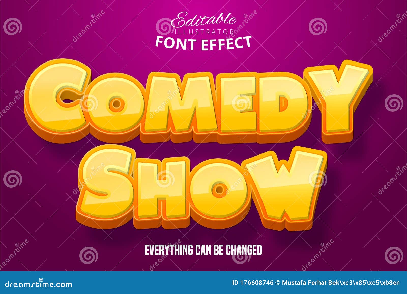 Comedy Show Text, 3d Editable Font Effect Stock Vector - Illustration ...