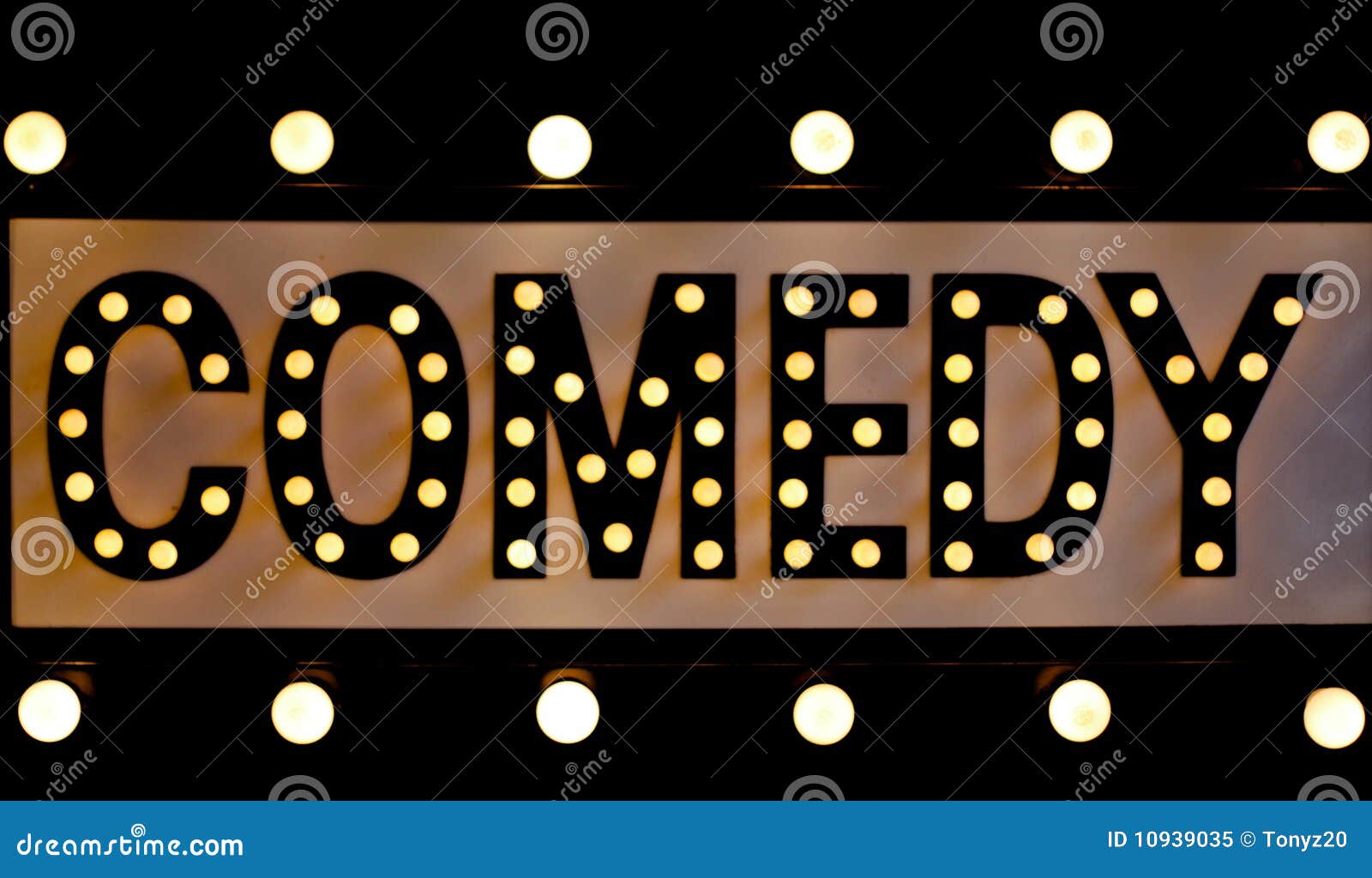 Comedy sign in lights stock image. Image of border, rust - 10939035