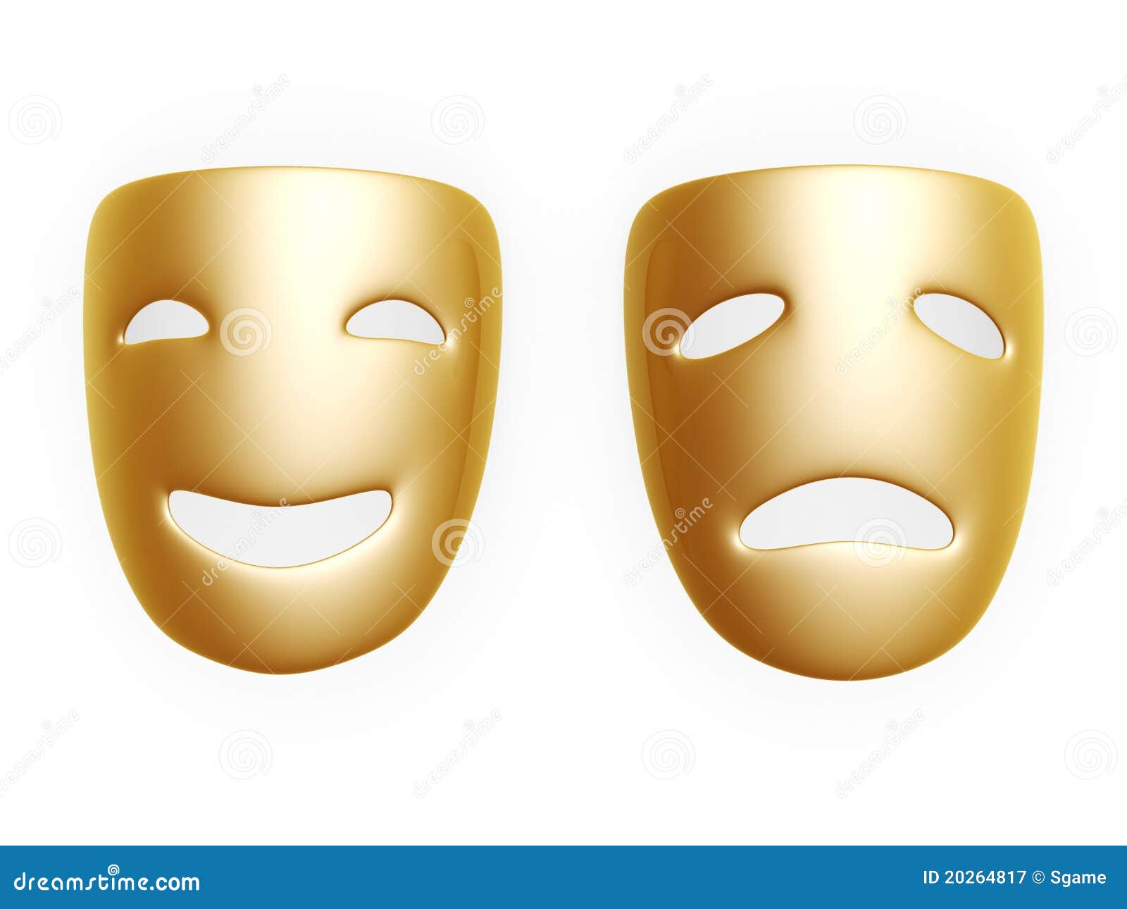 Gold Comedy And Tragedy Theater Masks Cartoon Vector | CartoonDealer ...