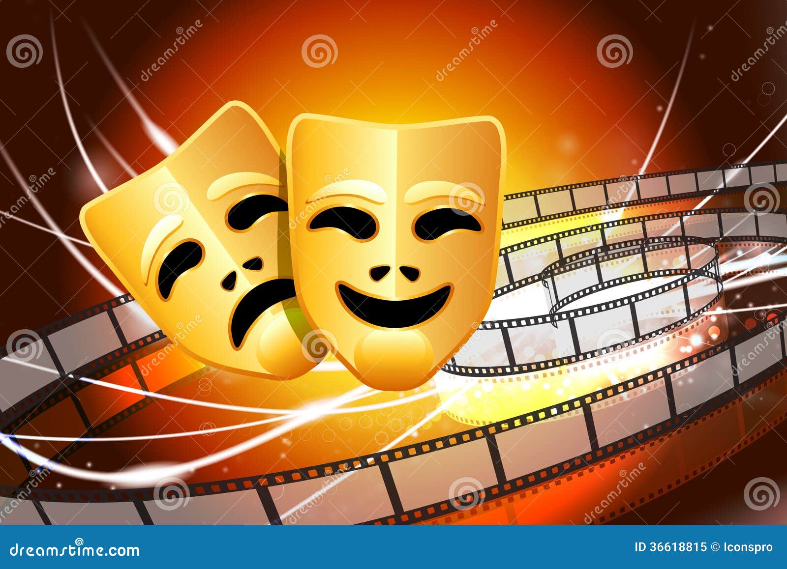 Comedy and Tragedy Masks on Abstract Modern Light Background Stock ...