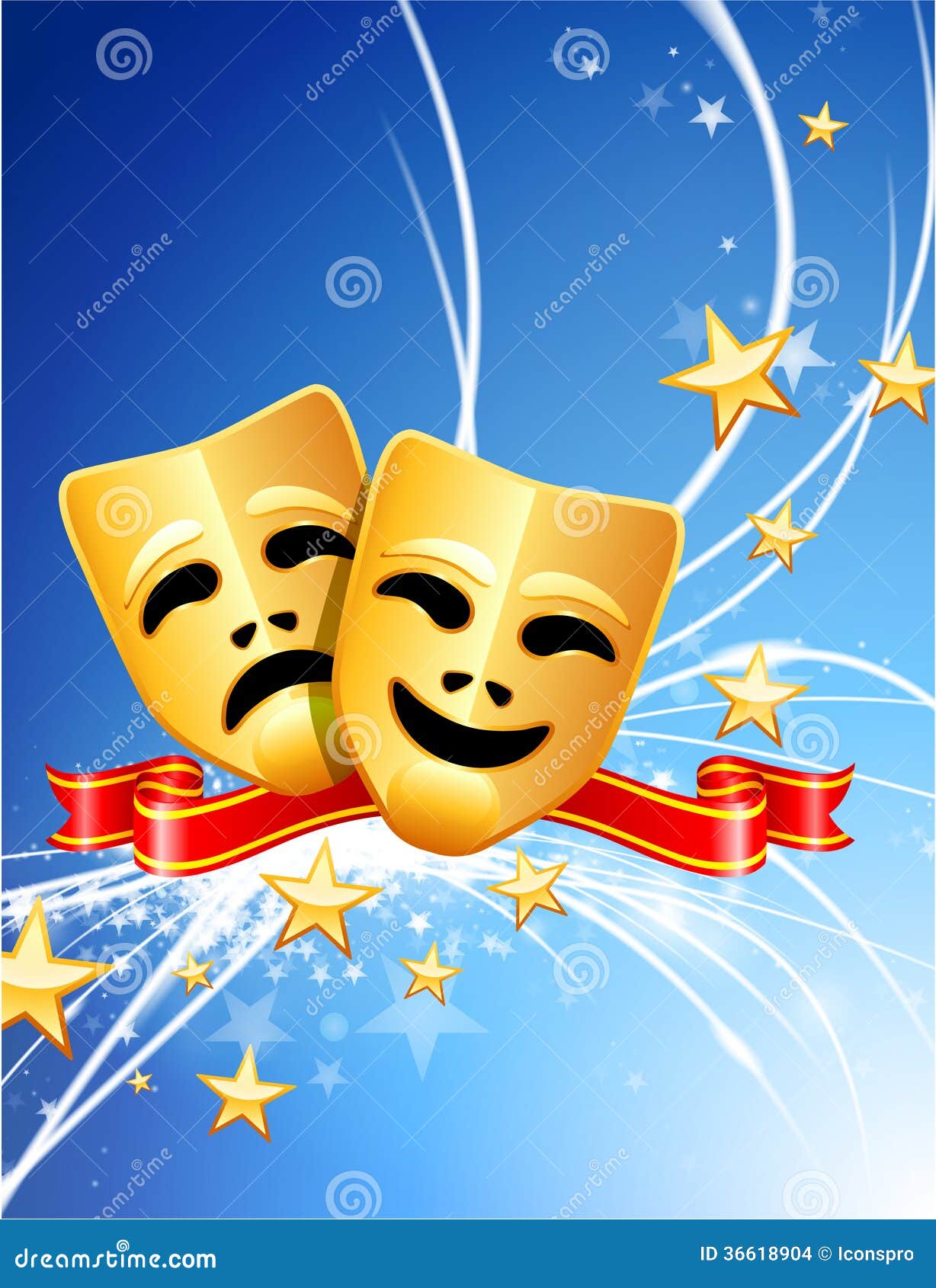 Comedy and Tragedy Masks on Abstract Modern Light Background Stock ...
