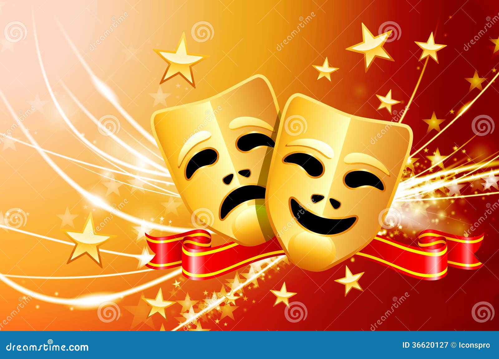 Comedy And Tragedy Masks On Abstract Modern Light Background Royalty ...