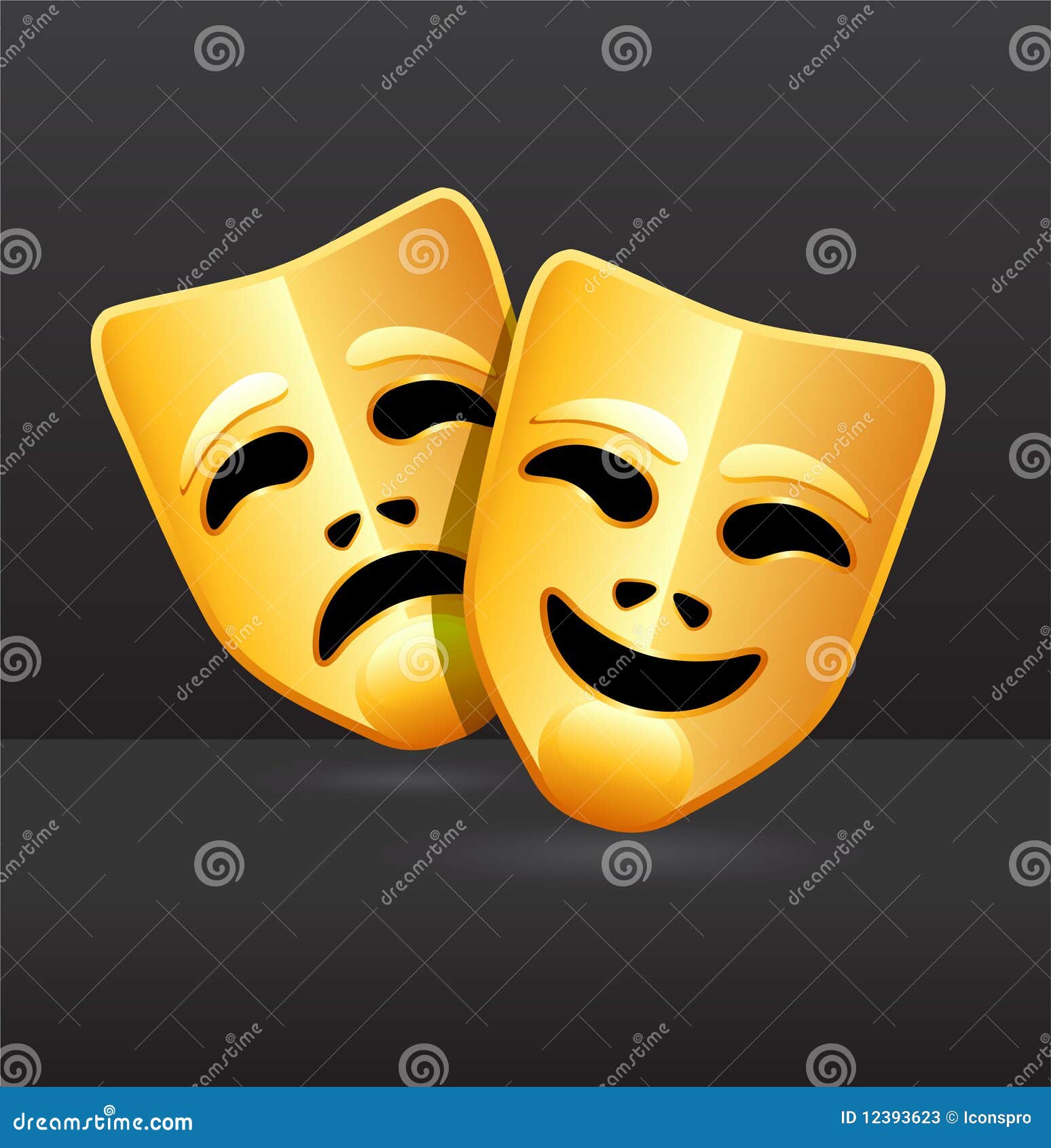 Comedy and Tragedy Theater Masks Stock Illustration - Illustration of ...