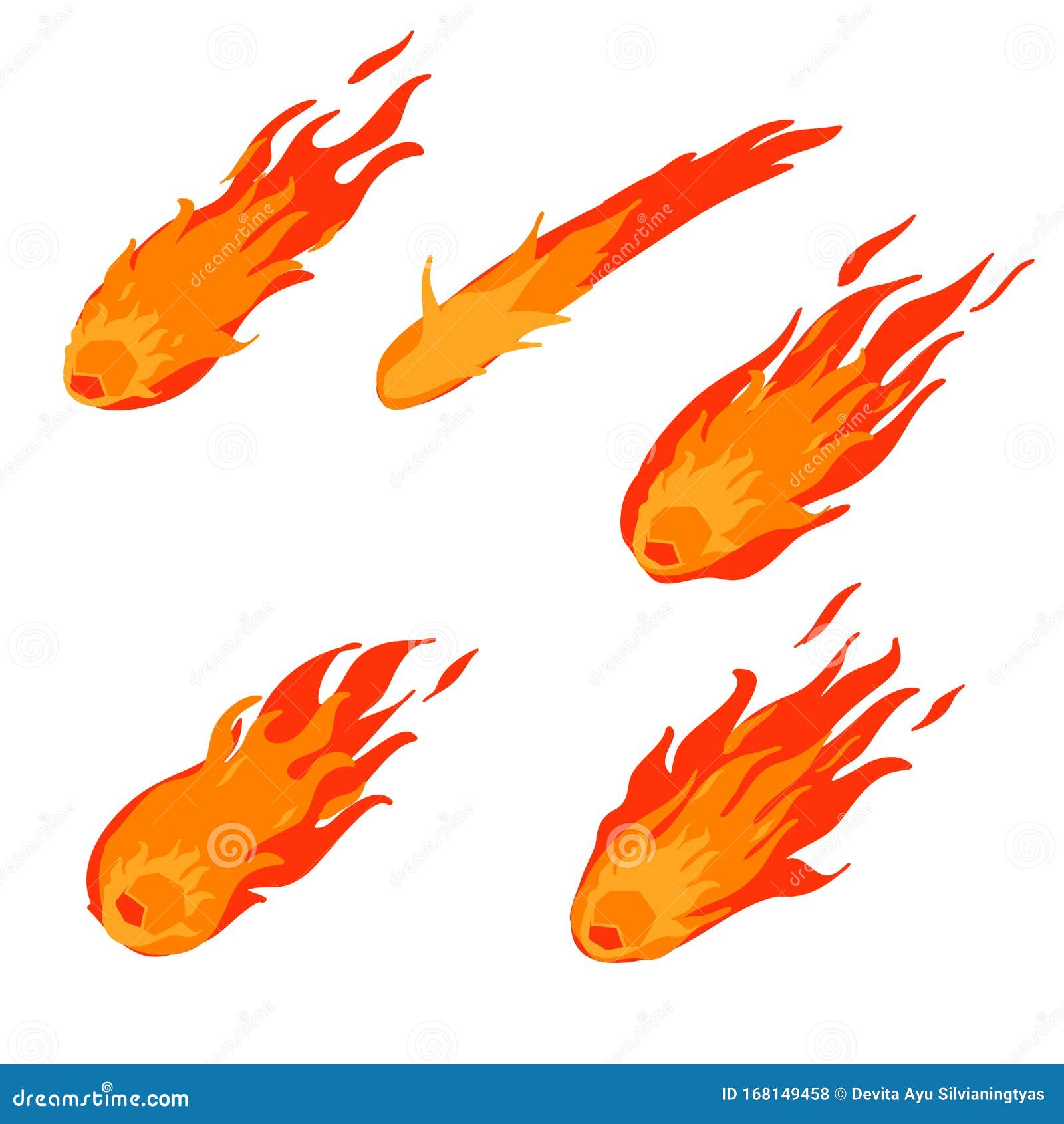 Comet Asteroid and Meteorite. Atmospheric Fireballs with Handdrawn ...