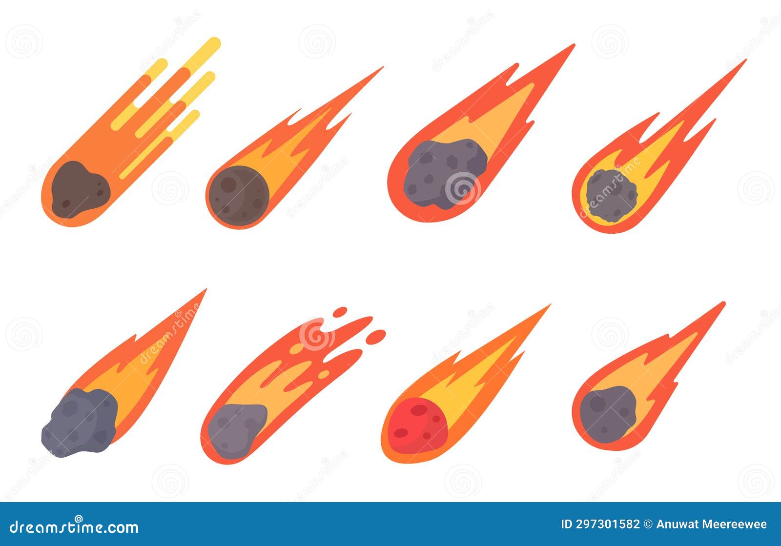 Comet Cartoon. The Meteorite Fell To The Earth And Sparked Vector ...