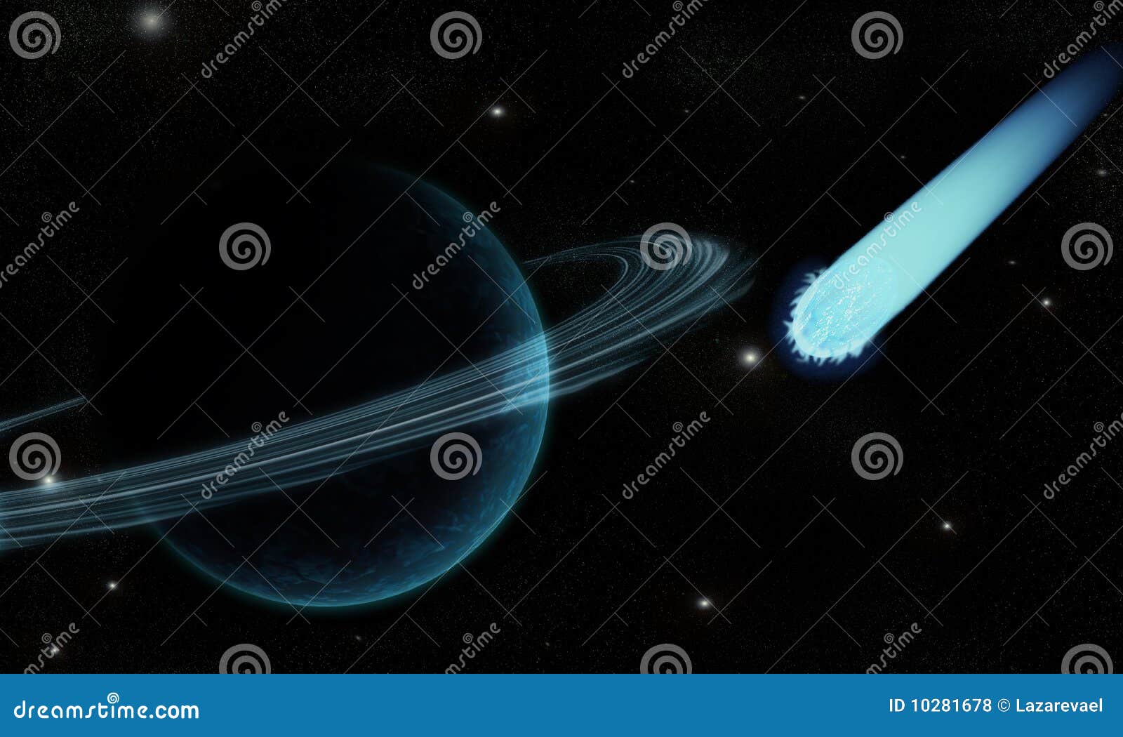 Comet in cosmos stock illustration. Illustration of creation - 10281678