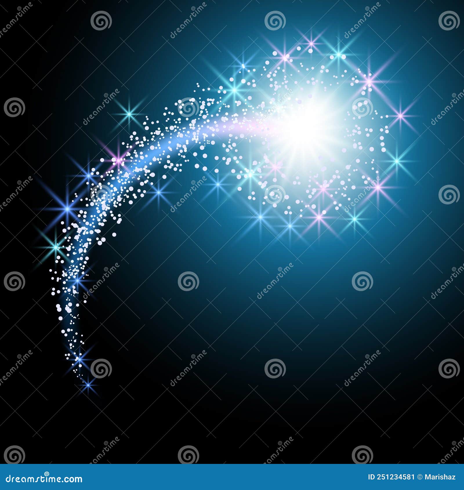 Comet with Curved Glowing Tail Stock Vector - Illustration of glitter ...