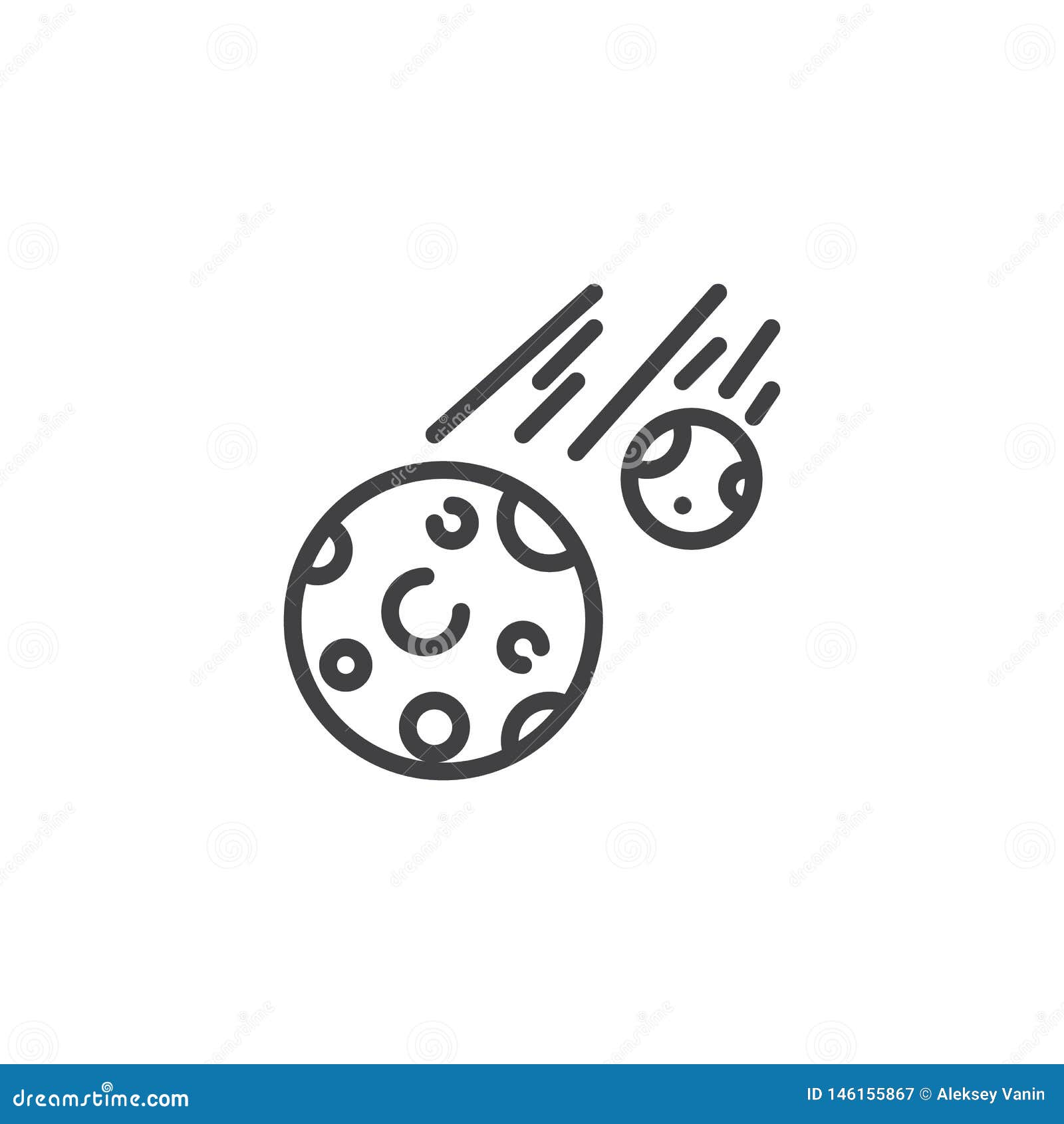 Comet falling line icon stock vector. Illustration of planet - 146155867