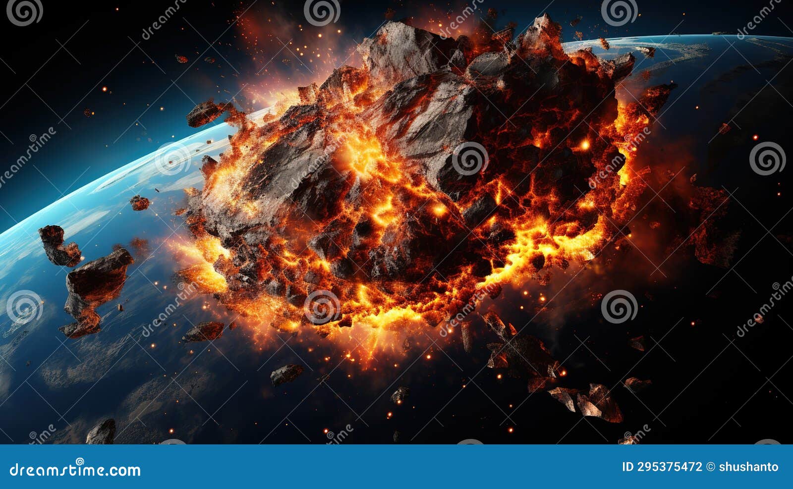 Comet Falling Toward Earth for Massive Destruction Stock Photo - Image ...