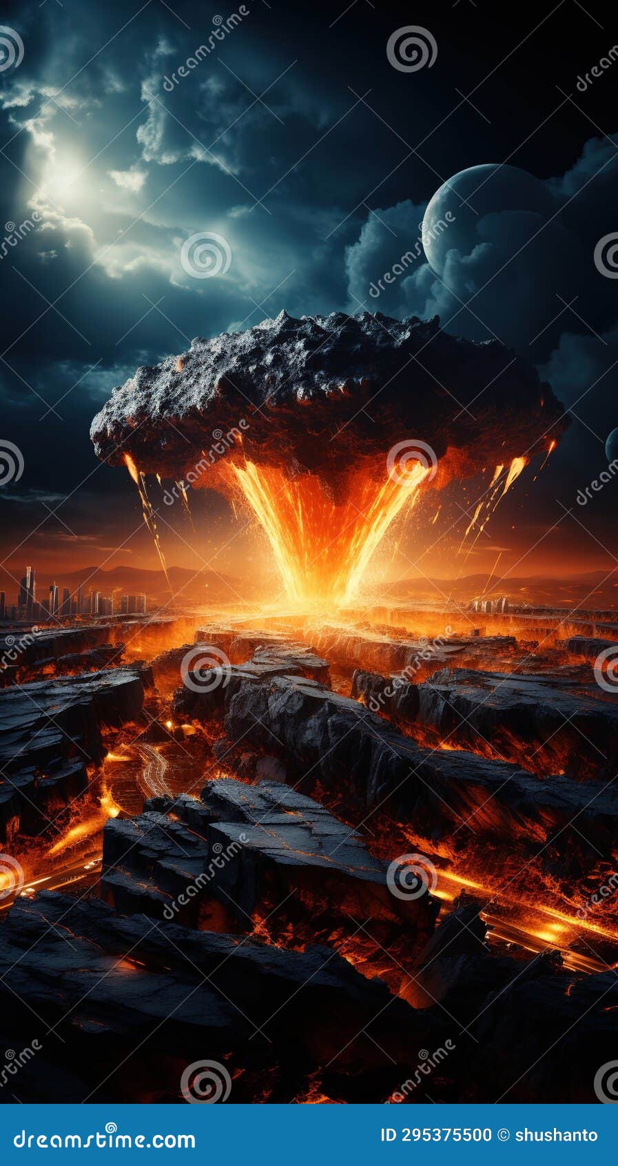Comet Falling Toward Earth for Massive Destruction Stock Illustration ...