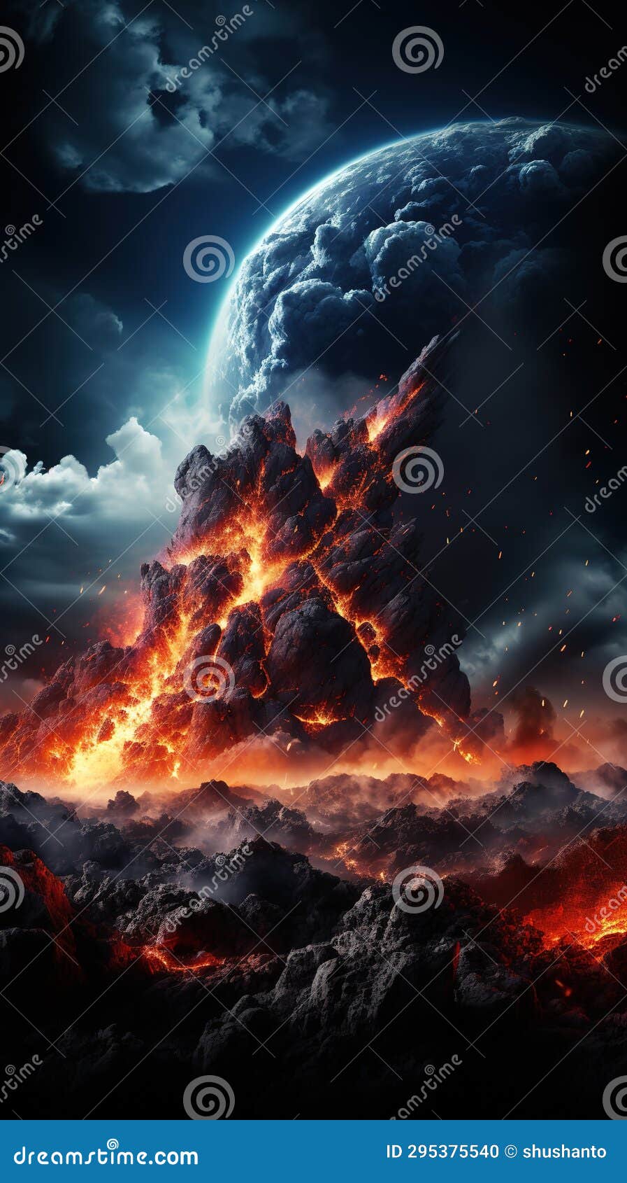 Comet Falling Toward Earth for Massive Destruction Stock Photo - Image ...