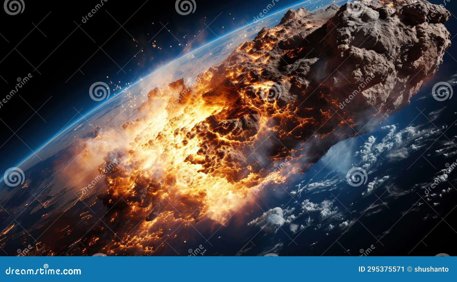 Comet Falling Toward Earth for Massive Destruction Stock Image - Image ...