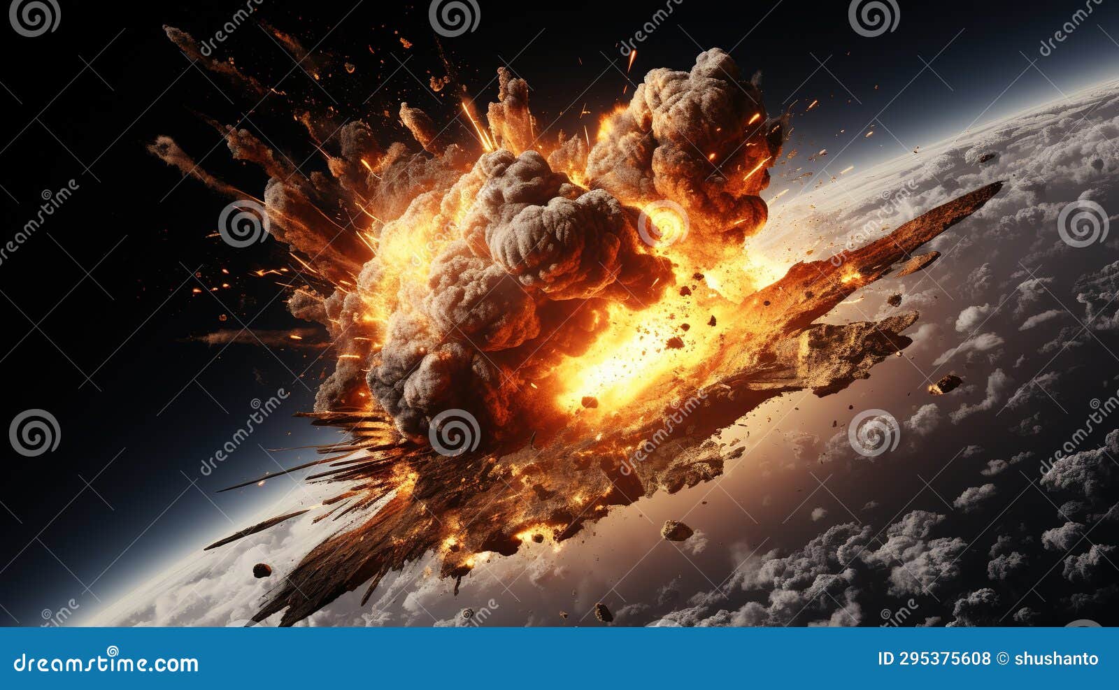 Comet Falling Toward Earth for Massive Destruction Stock Photo - Image ...
