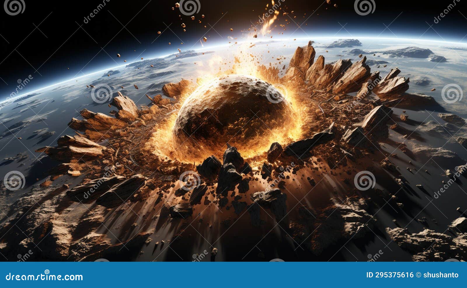 Comet Falling Toward Earth for Massive Destruction Stock Illustration ...