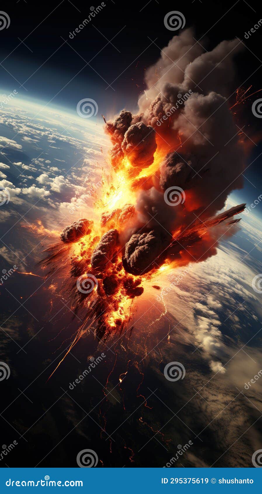 Comet Falling Toward Earth for Massive Destruction Stock Image - Image ...