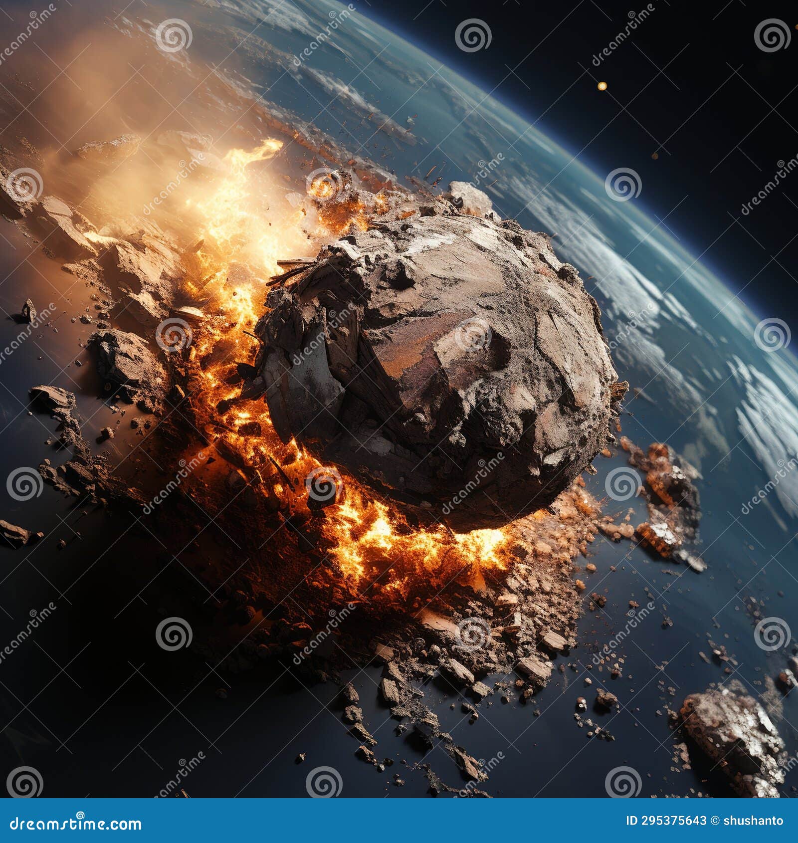 Comet Falling Toward Earth for Massive Destruction Stock Illustration ...