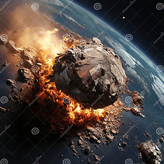 Comet Falling Toward Earth for Massive Destruction Stock Illustration ...