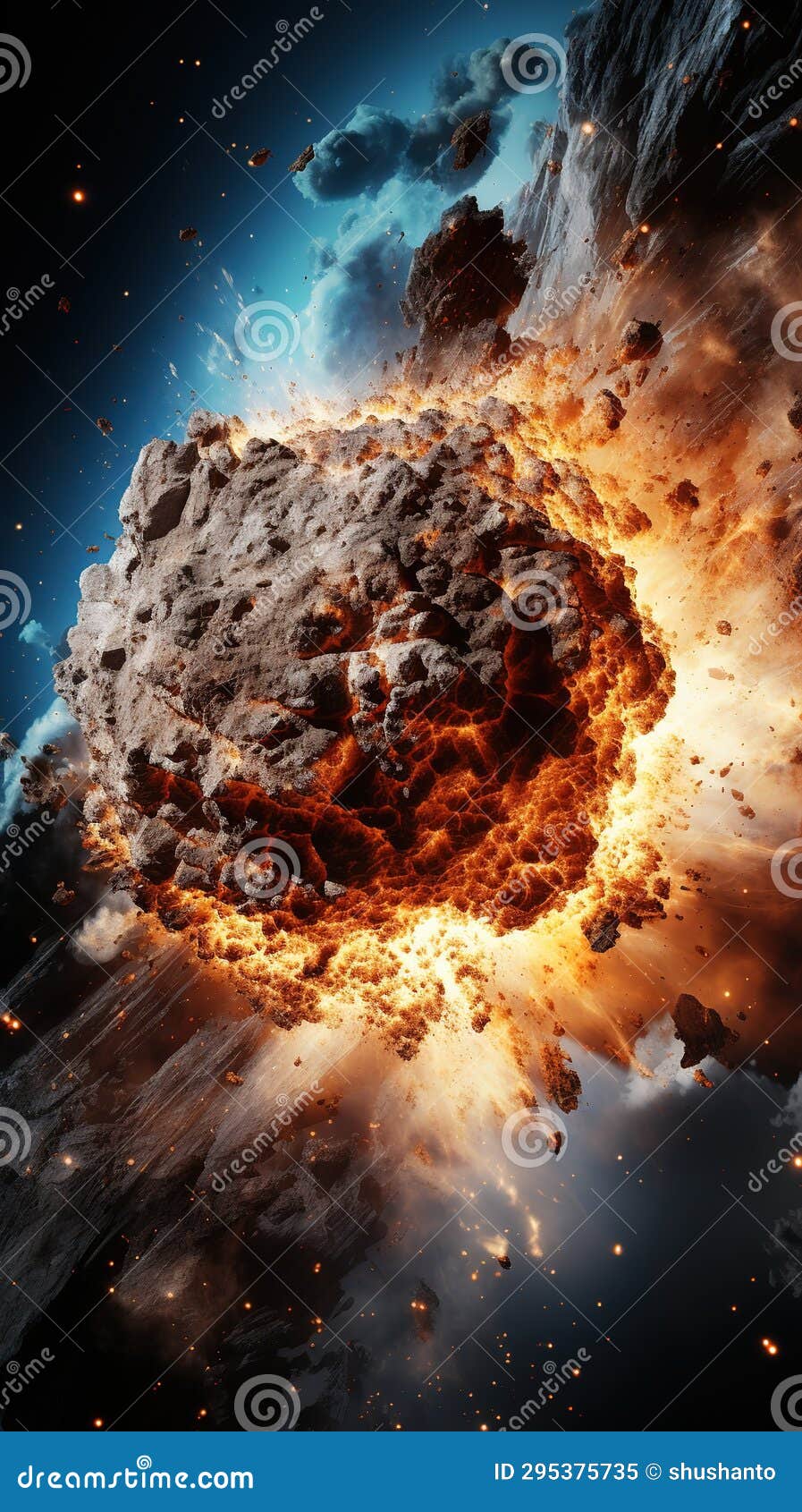 Comet Falling Toward Earth for Massive Destruction Stock Illustration ...