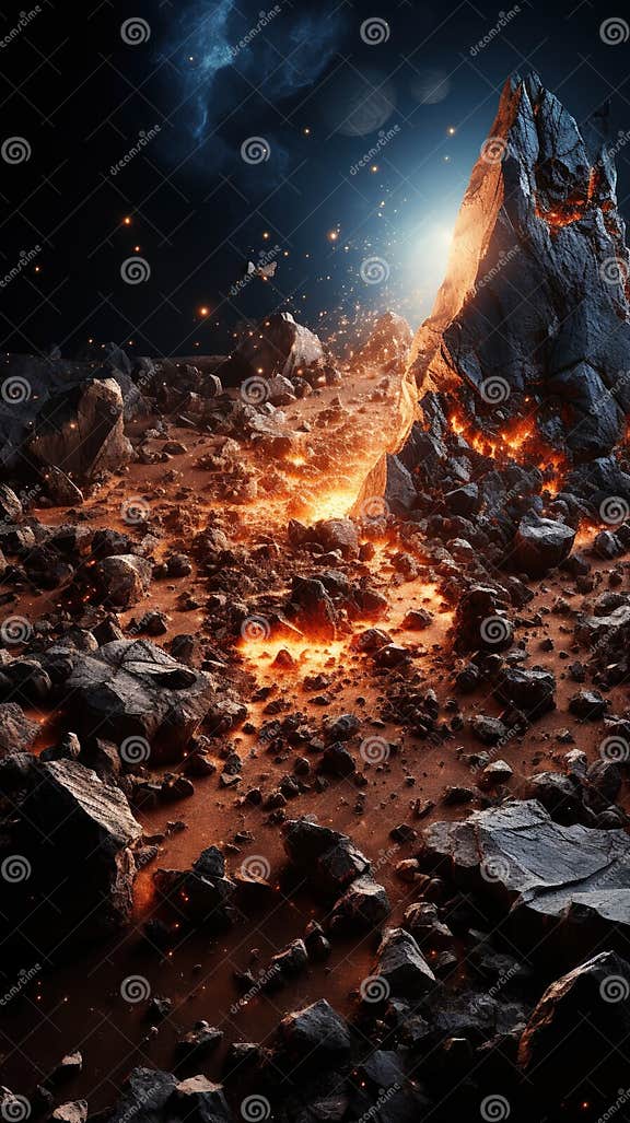 Comet Falling Toward Earth for Massive Destruction Stock Photo - Image ...