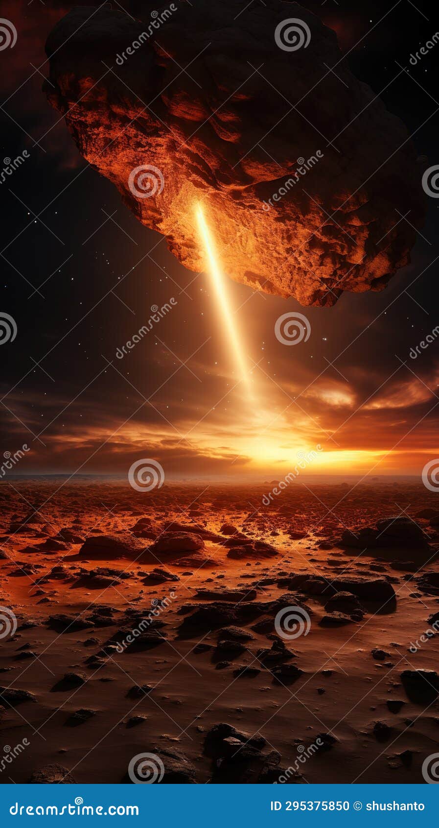 Comet Falling Toward Earth for Massive Destruction Stock Illustration ...