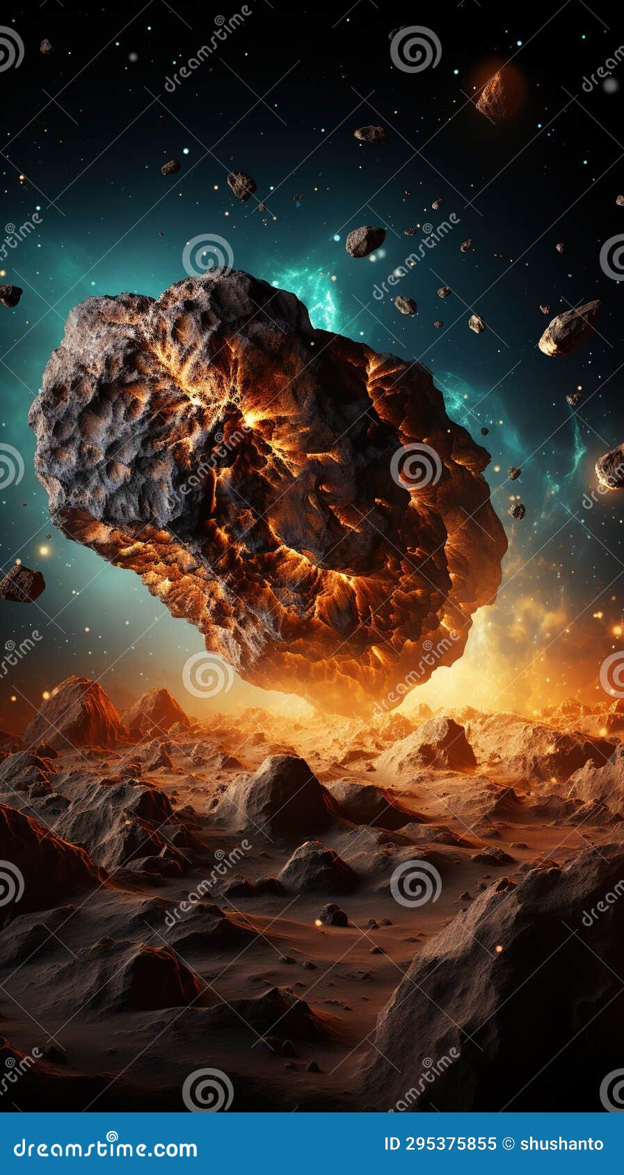 Comet Falling Toward Earth for Massive Destruction Stock Image - Image ...