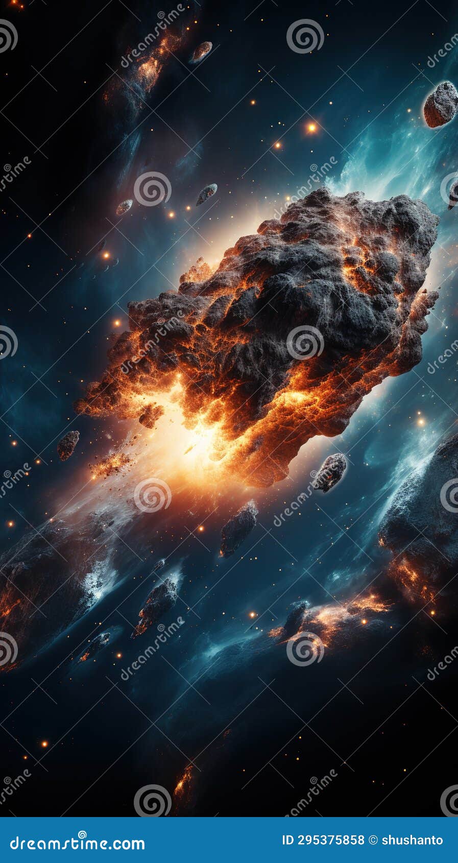 Comet Falling Toward Earth for Massive Destruction Stock Photo - Image ...