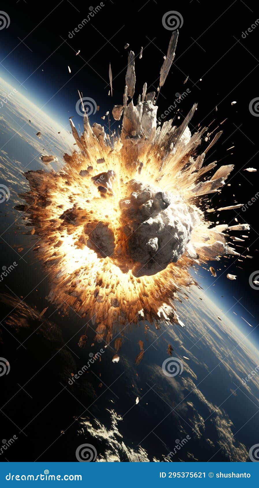 Comet Falling Toward Earth for Massive Destruction Stock Illustration ...