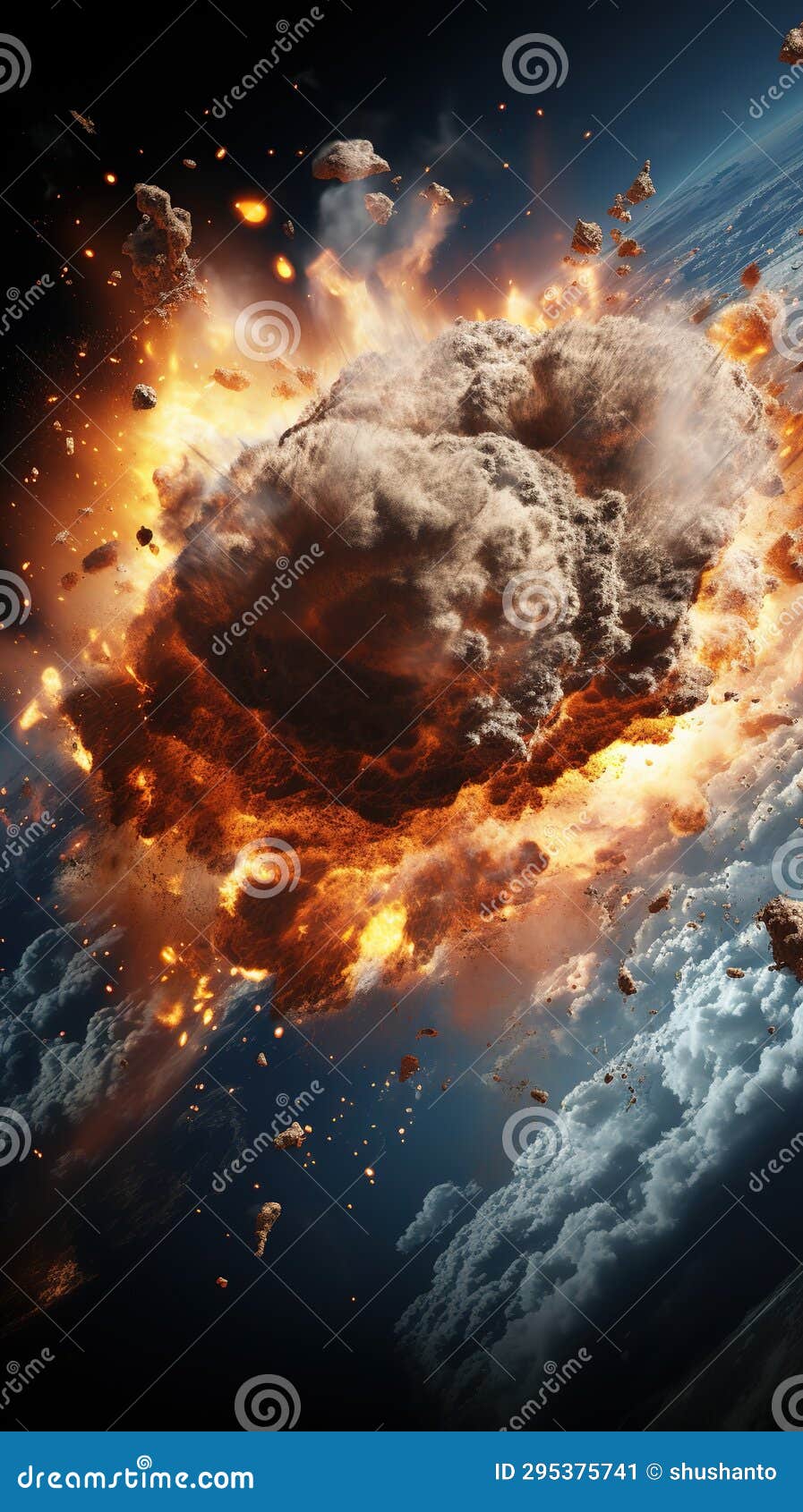 Comet Falling Toward Earth for Massive Destruction Stock Illustration ...