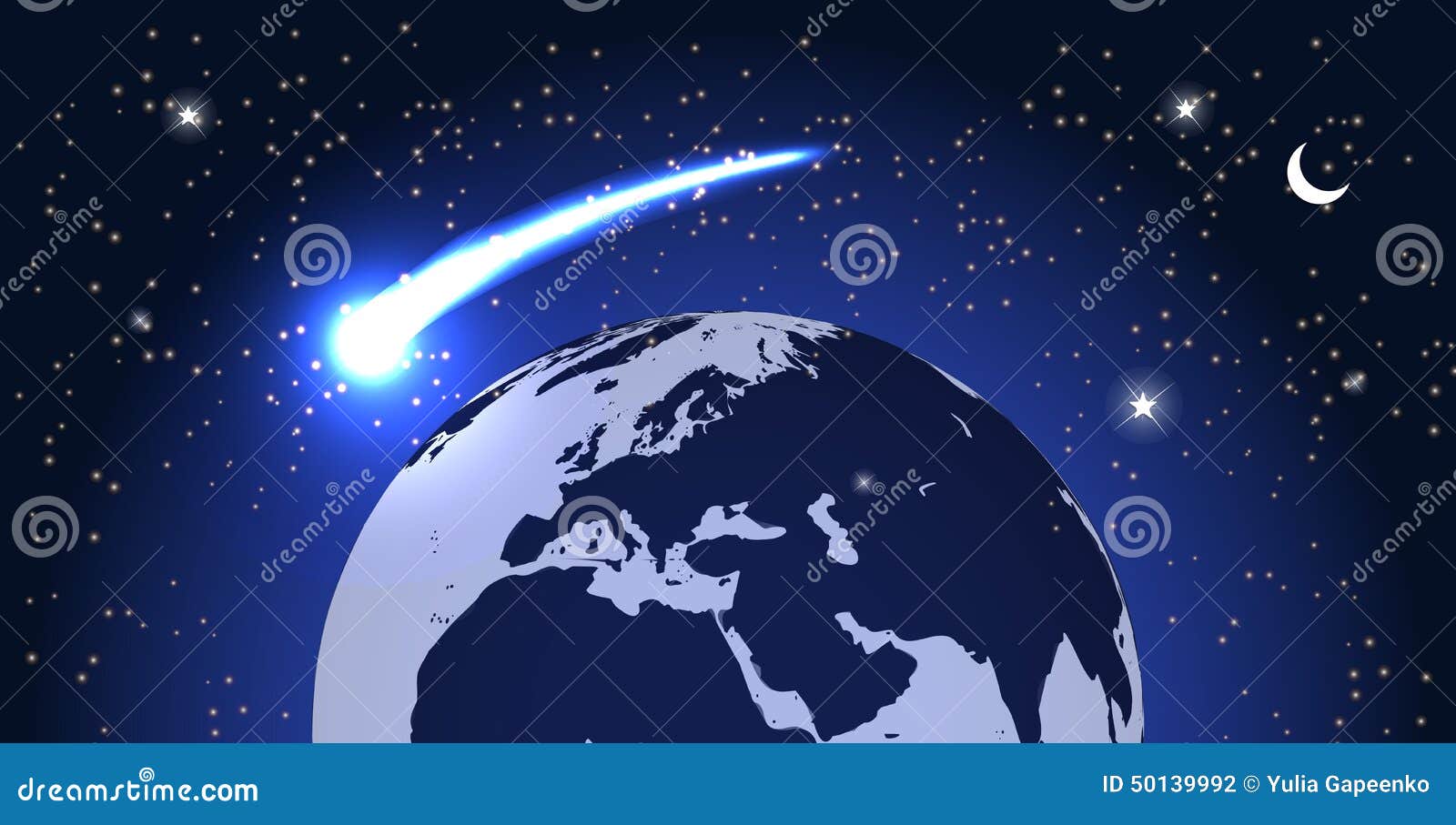 Comet Fly Around the Planet in Space. Vector Stock Vector ...