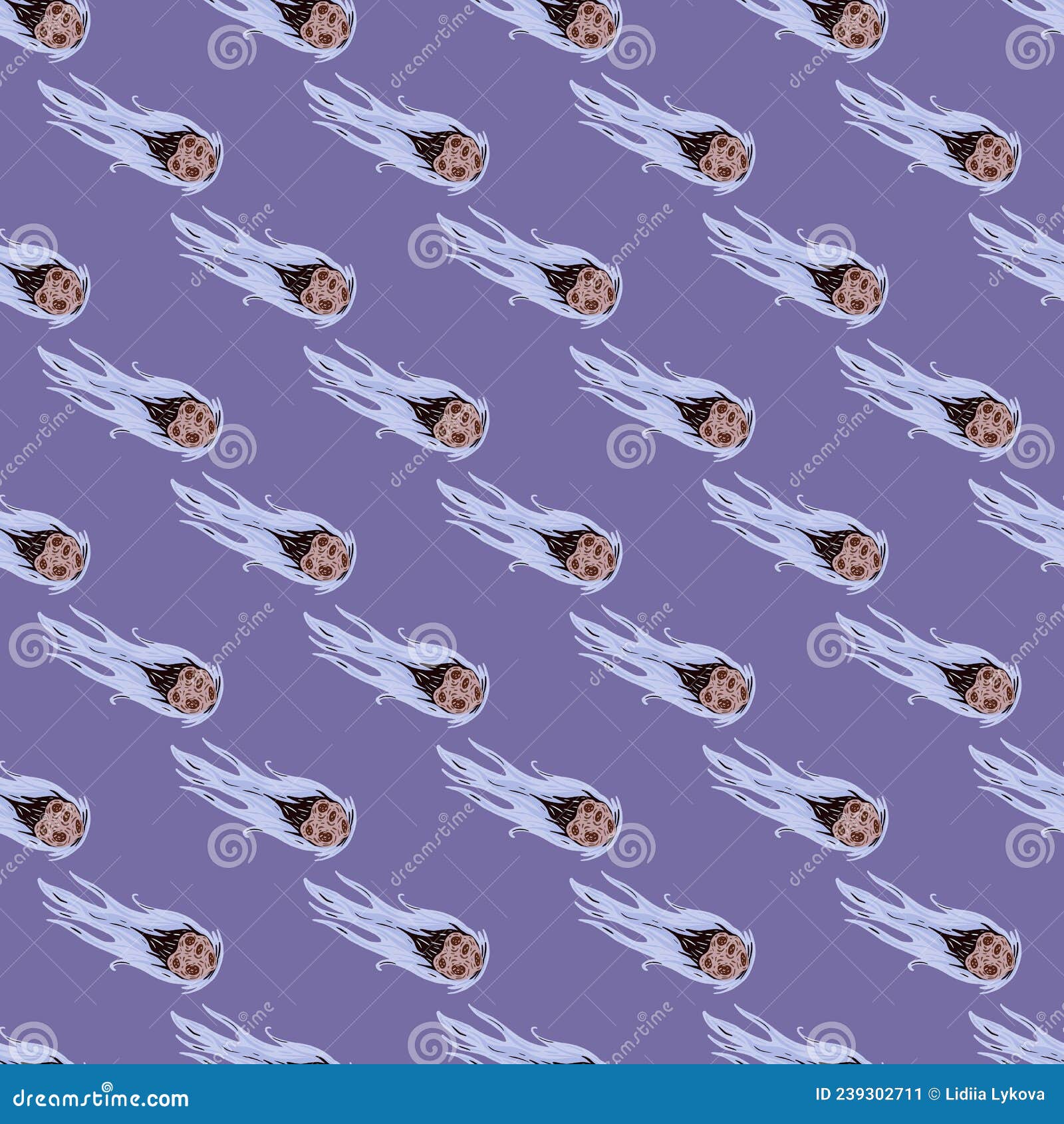 Comet Fly Seamless Pattern. Design Meteorite Rain Stock Vector ...