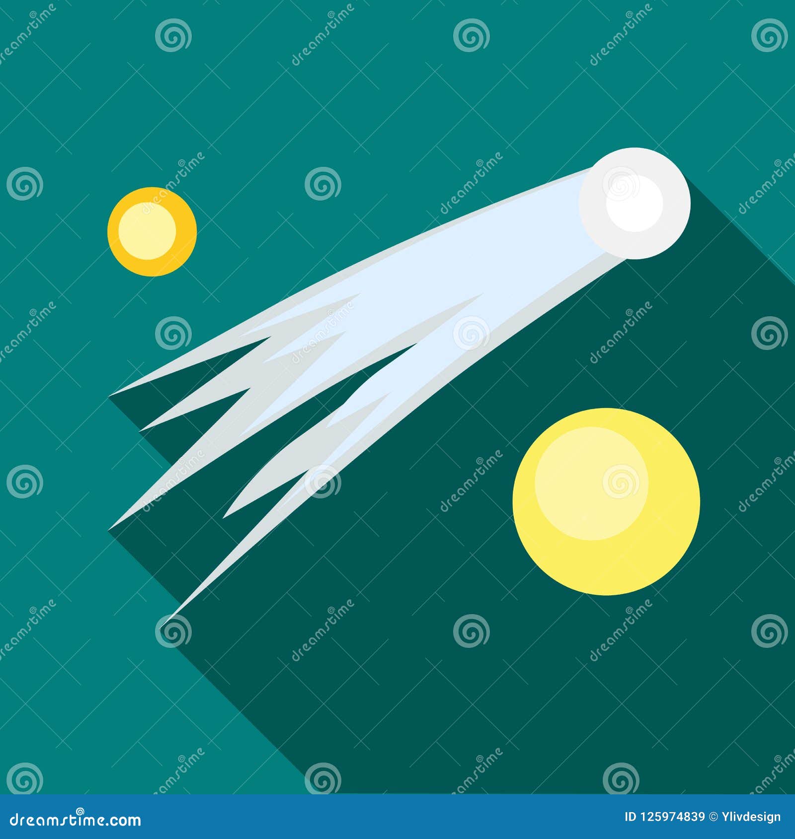 Comet Flying through the Space Icon, Flat Style Stock Illustration ...
