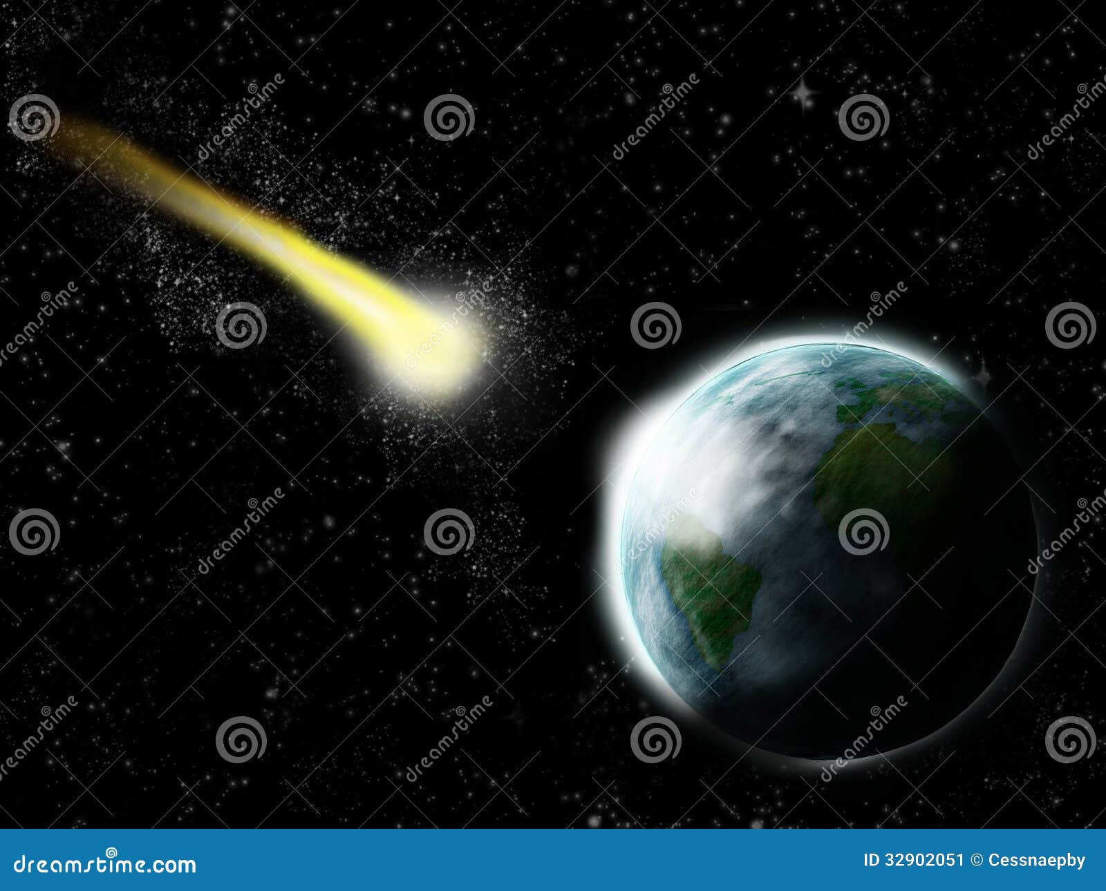 Comet Hit on Earth - Apocalypse and End of Time Stock Illustration ...