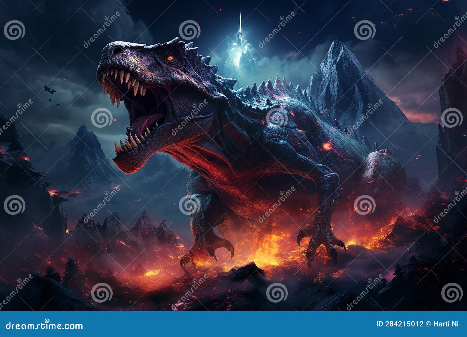 Dinosaur In The Habitat. Illustration Of Triceratops Royalty-Free Stock ...