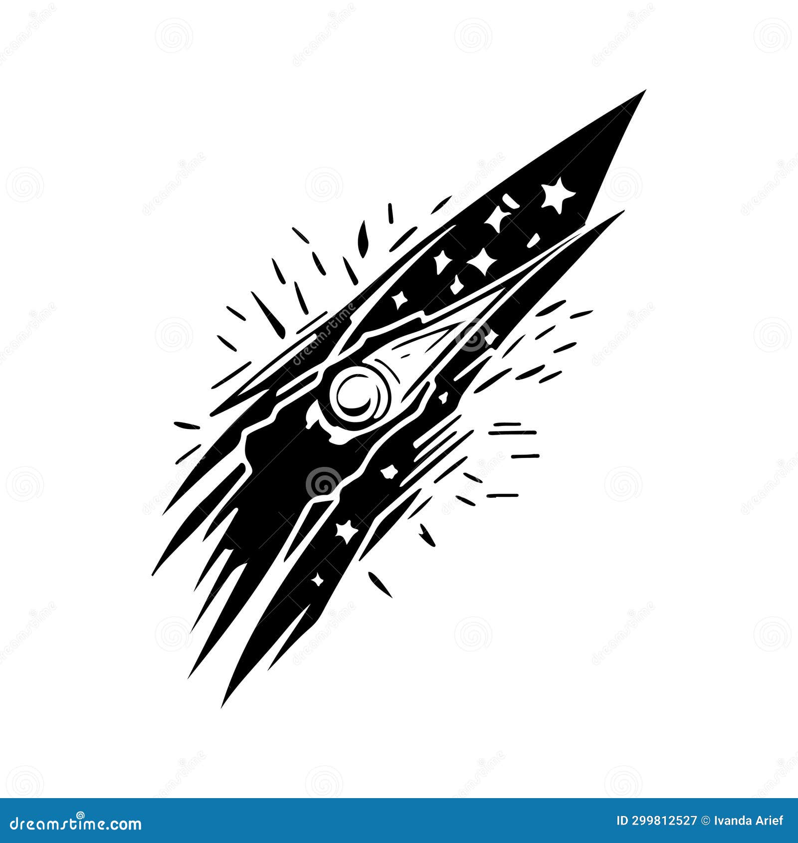 Comet Icon Hand Draw Black Colour Space Logo Symbol Perfect Stock ...