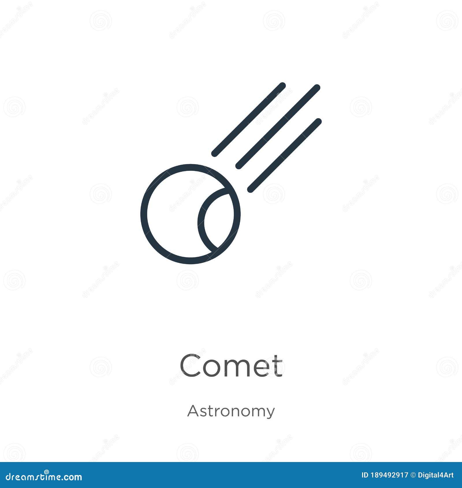 Comet Icon. Thin Linear Comet Outline Icon Isolated on White Background ...