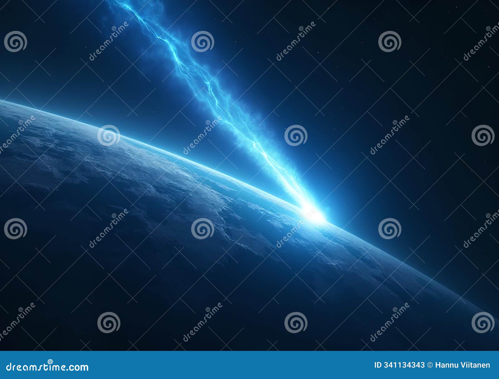 Comet Meteor or Asteroid Hitting Planet Earth Stock Illustration ...
