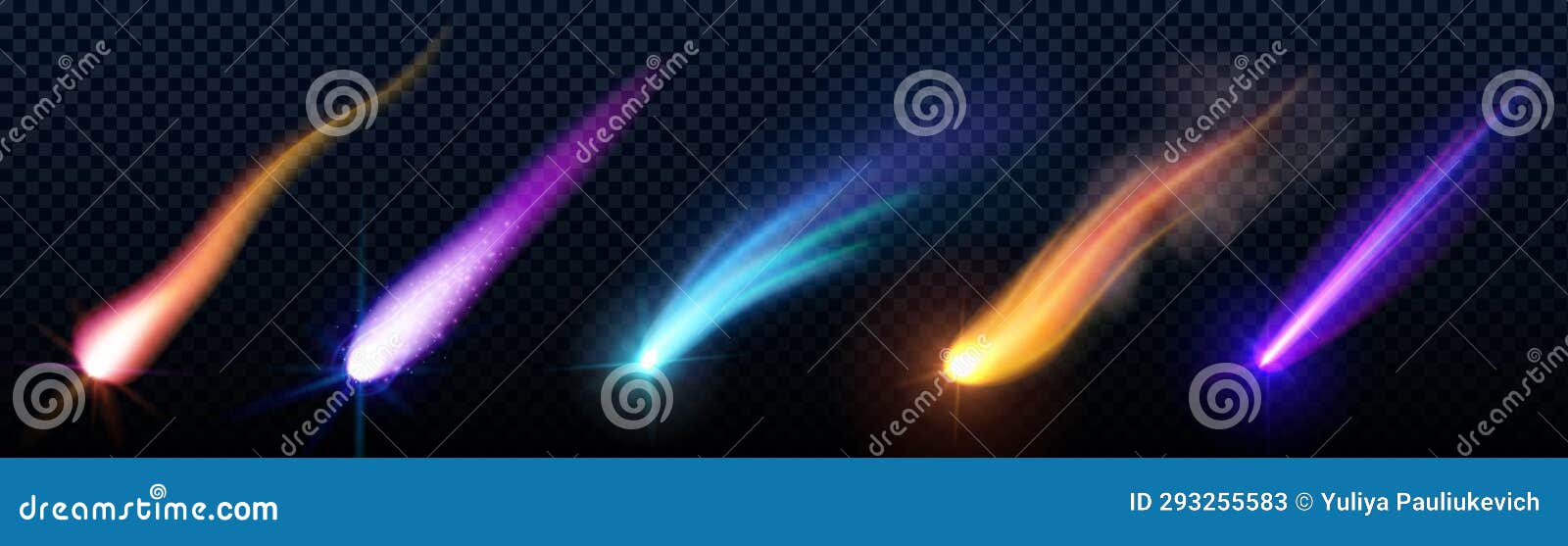 Comet or Meteor with Dust and Smoke Glowing Trail Stock Vector ...