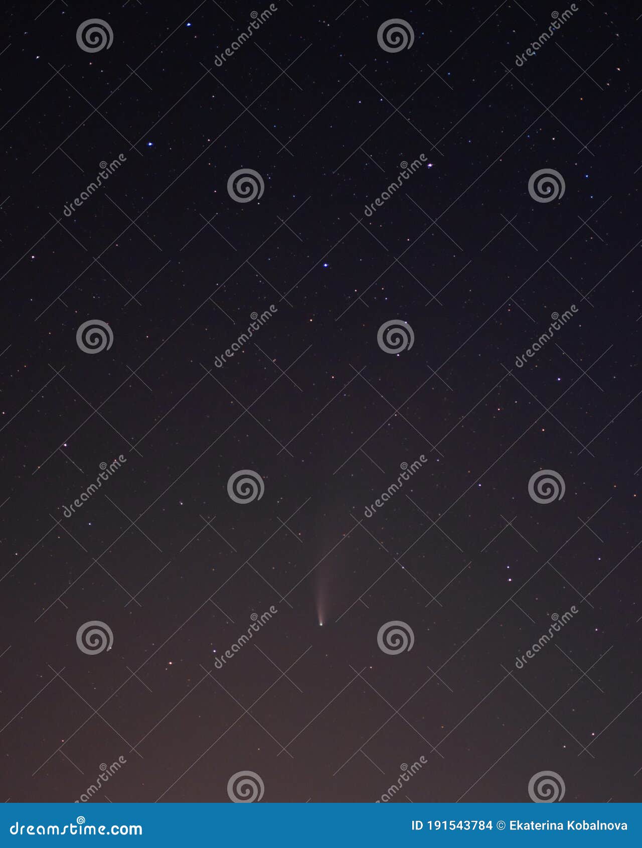 Comet Neowise in the Black Starry Night Sky. the Sky of the Northern ...