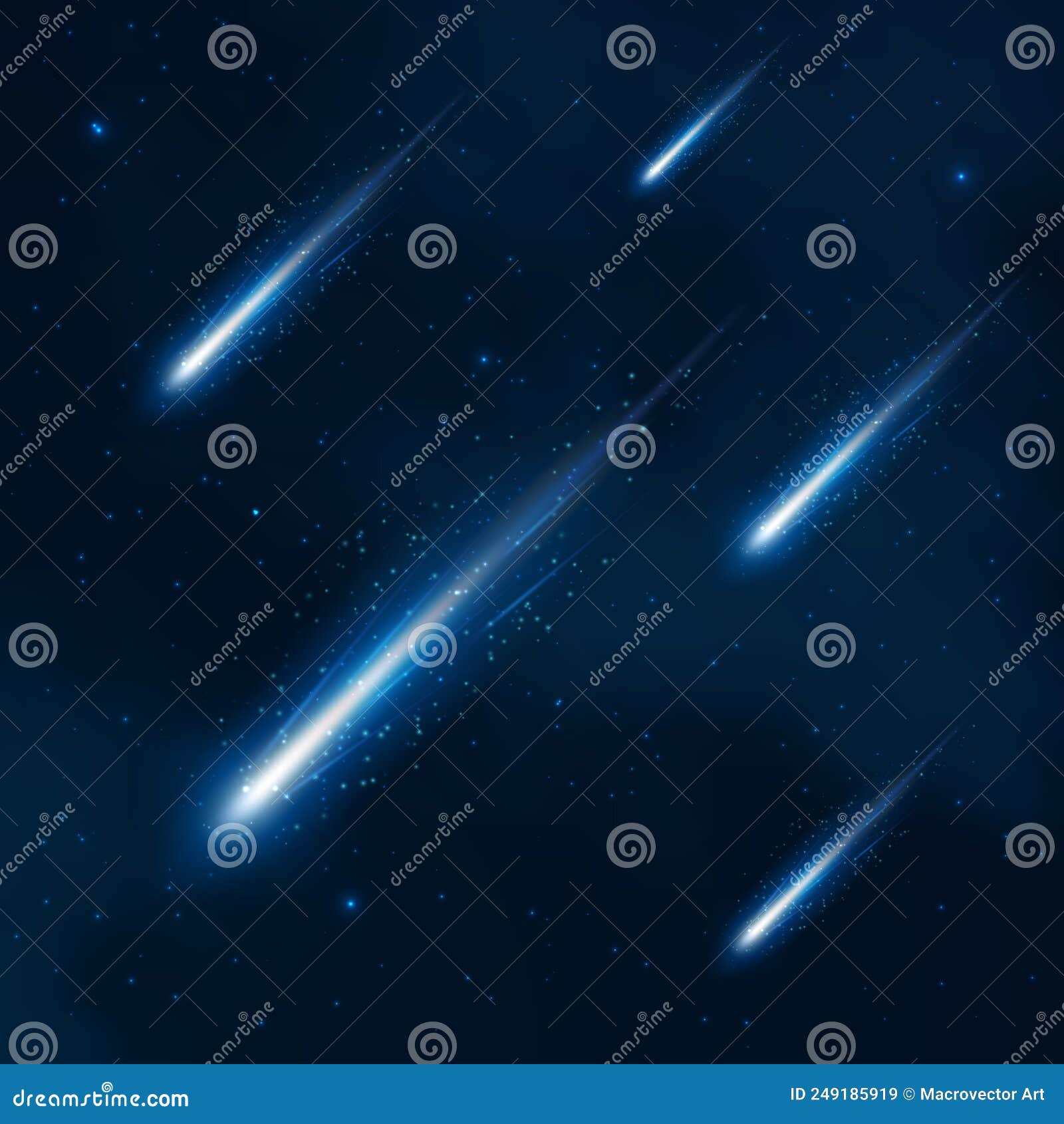 Comet Shower in the Starry Sky. Vector Abstract Background Stock Vector ...