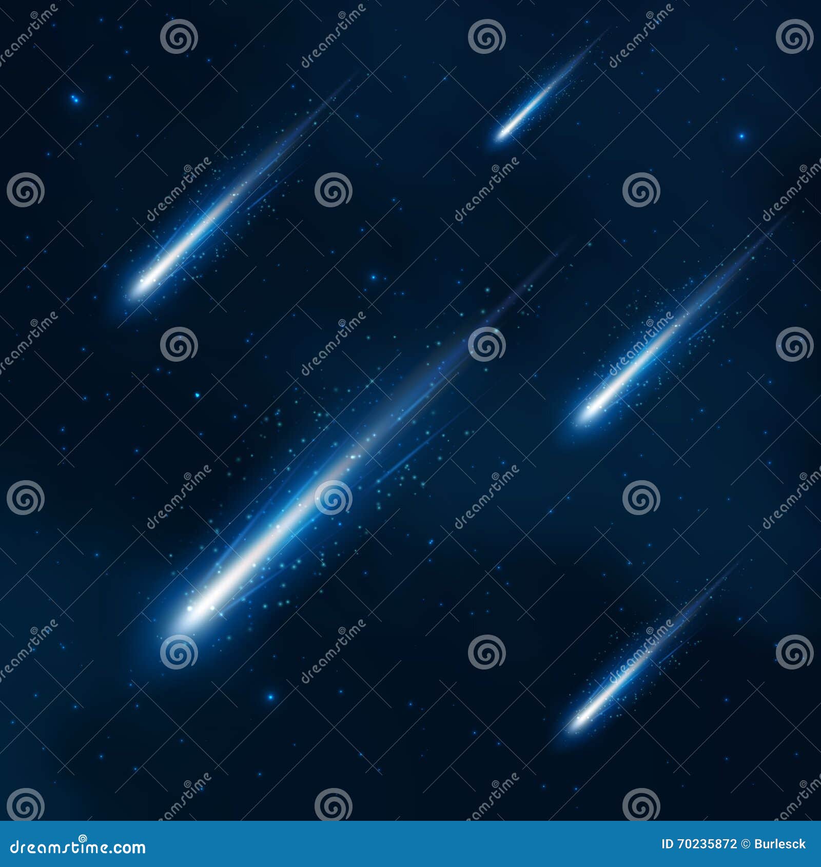 Comet Shower in the Starry Sky. Vector Abstract Background Stock Vector ...
