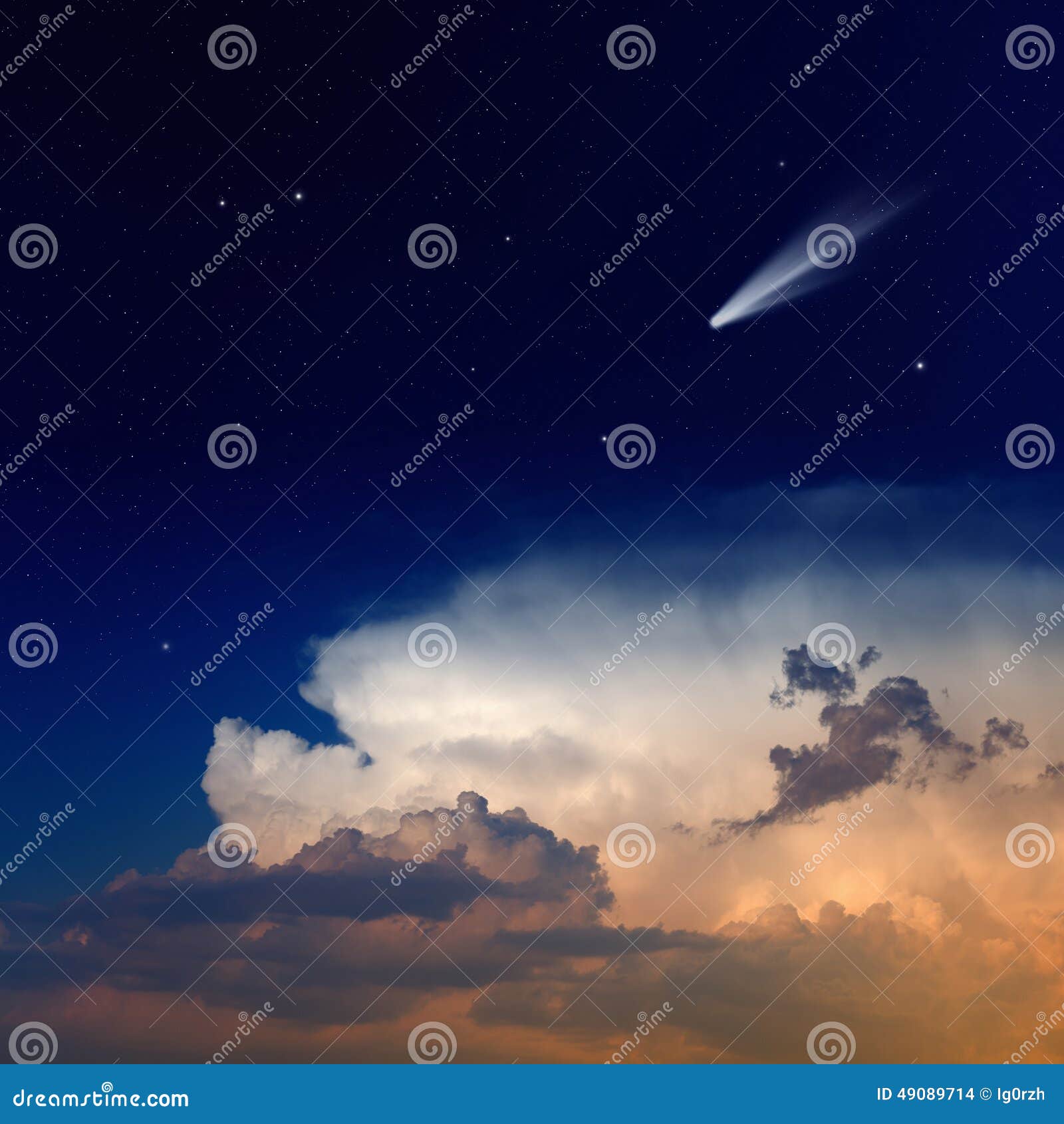 Comet in sky stock photo. Image of twilight, evening - 49089714