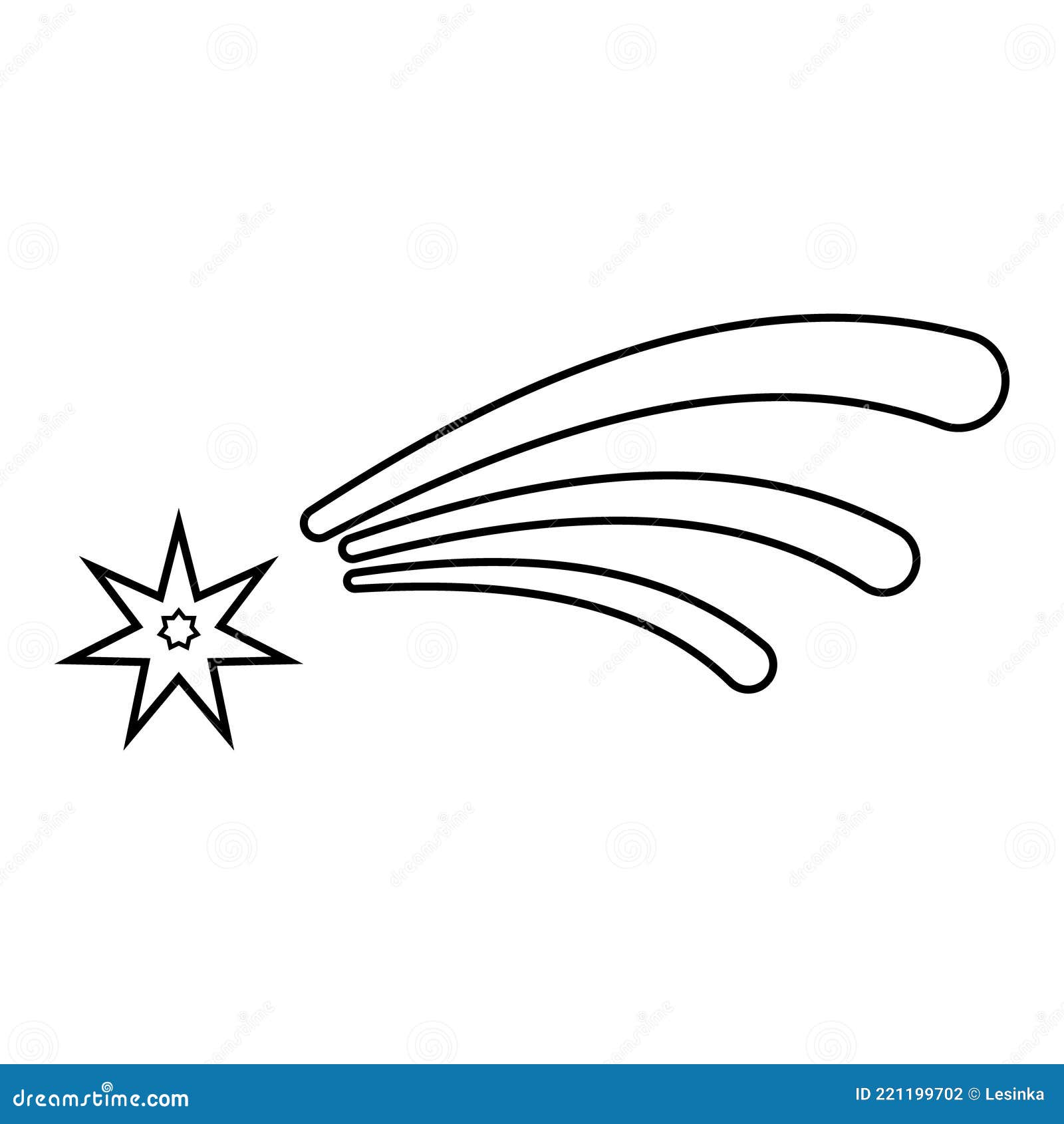 Comet Space, Isolated Abstract, Black Outline, Doodle Style Stock ...