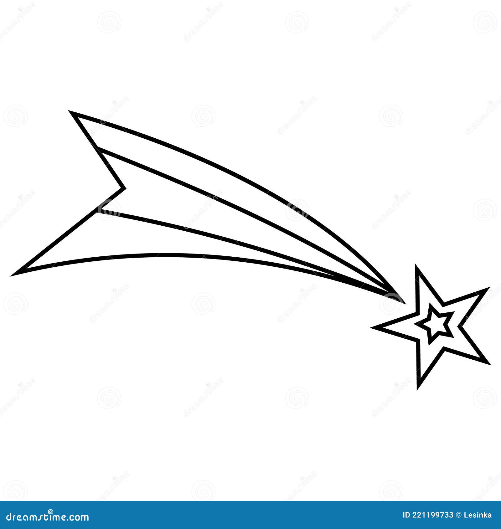 Comet Space, Isolated Abstract, Black Outline, Doodle Style Stock ...